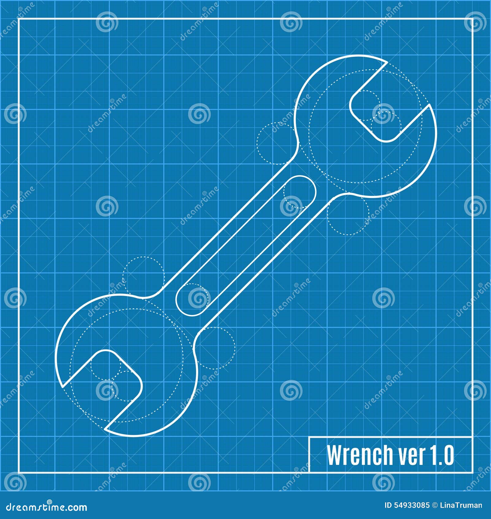 Blueprint of wrench. stock vector. Illustration of mechanical - 54933085