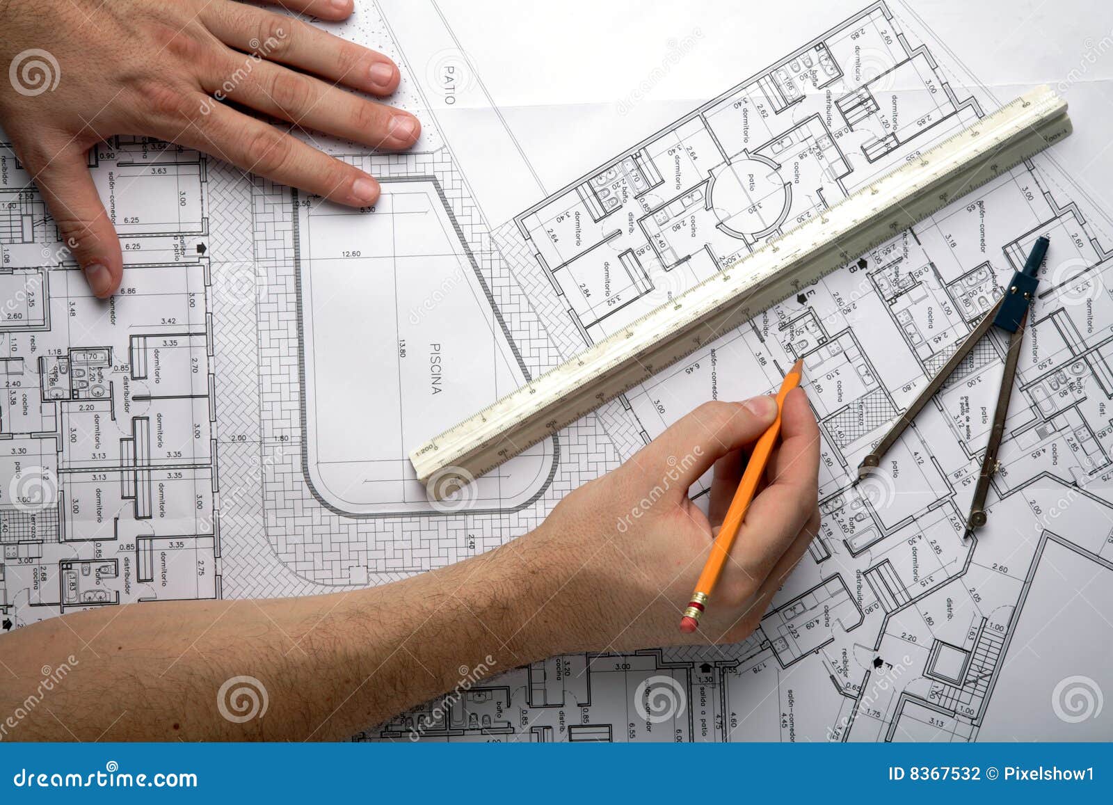 Blueprints stock photo. Image of geometry, desk, contractor - 8367532