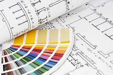 Blueprints and color guide stock photo. Image of drawings - 30520522