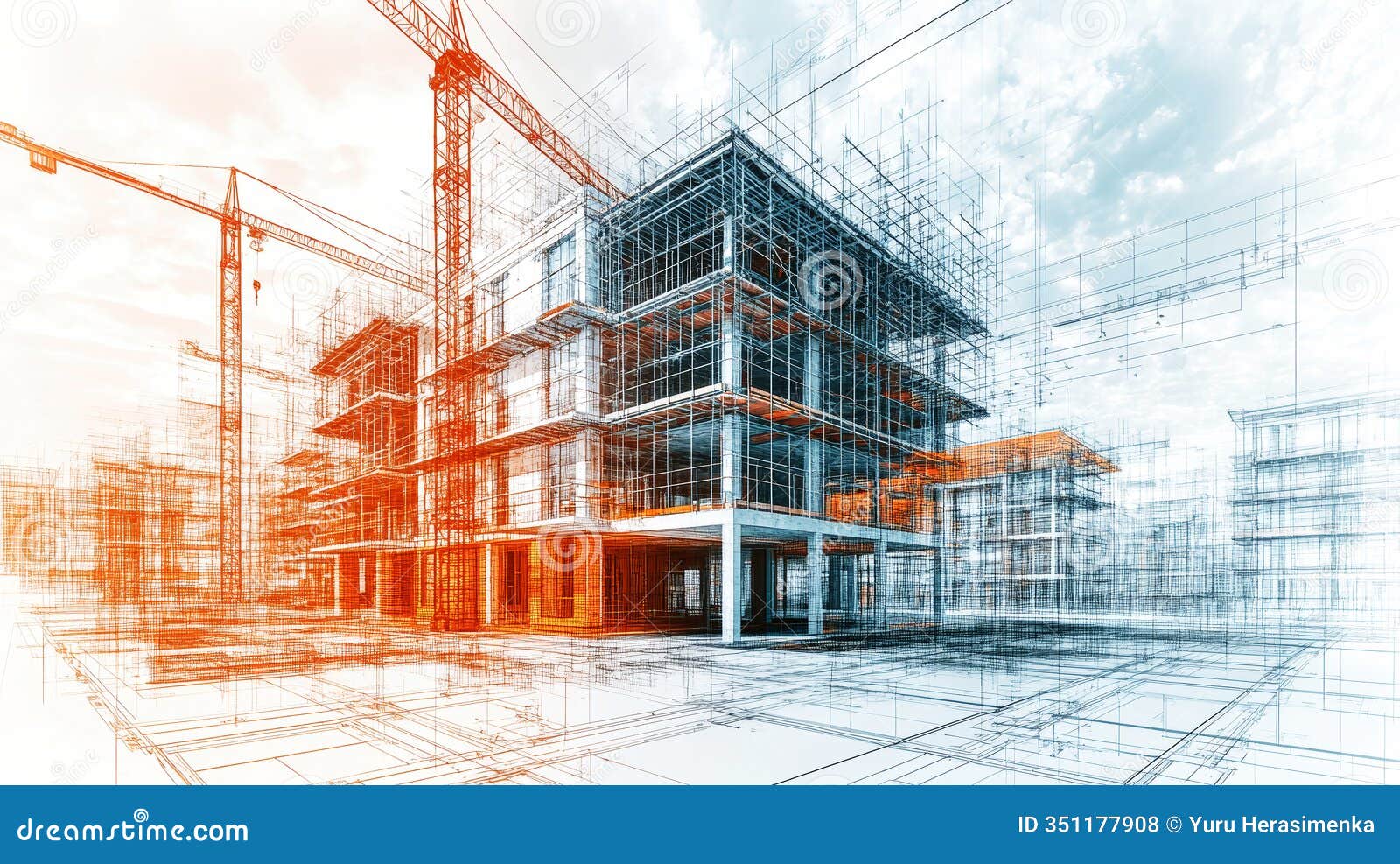 Blueprints and Construction Equipment Illustrate the Innovative Housing ...