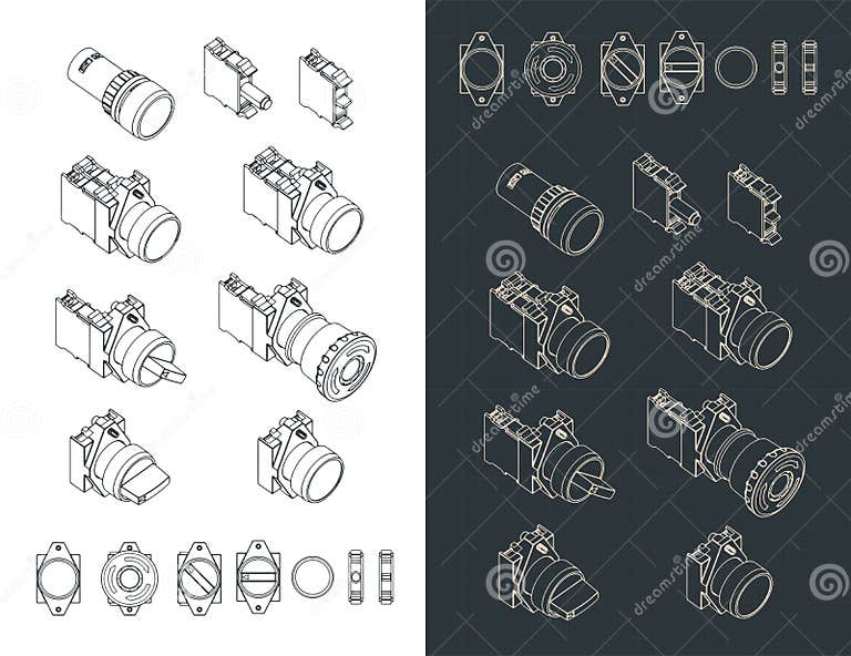Blueprints of Control Switches Stock Vector - Illustration of engineer ...