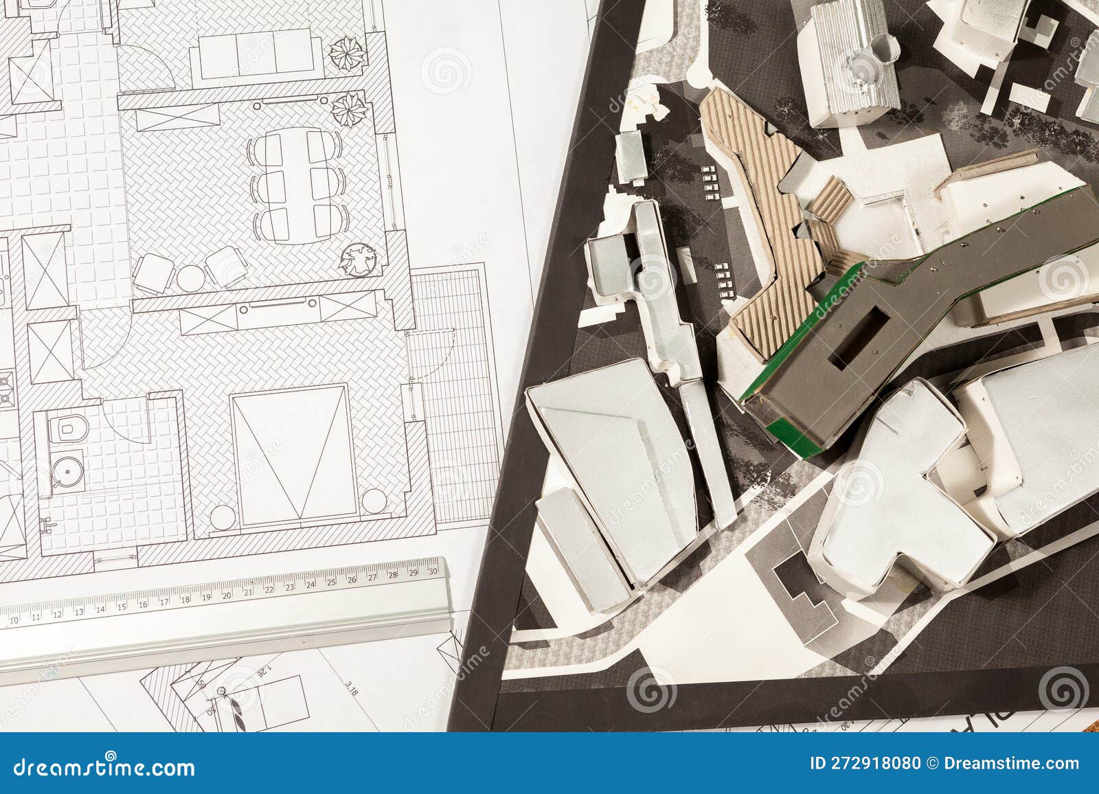 Blueprints and 3D Plans on Architect Table Stock Photo - Image of ...