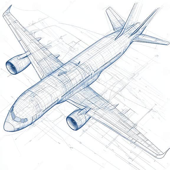 Blueprints Detailing the Design and Structure of an Airplane in a ...