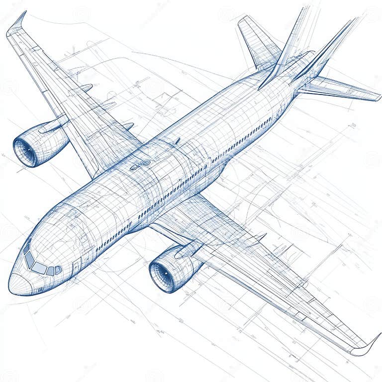 Blueprints Detailing the Design and Structure of an Airplane in a ...