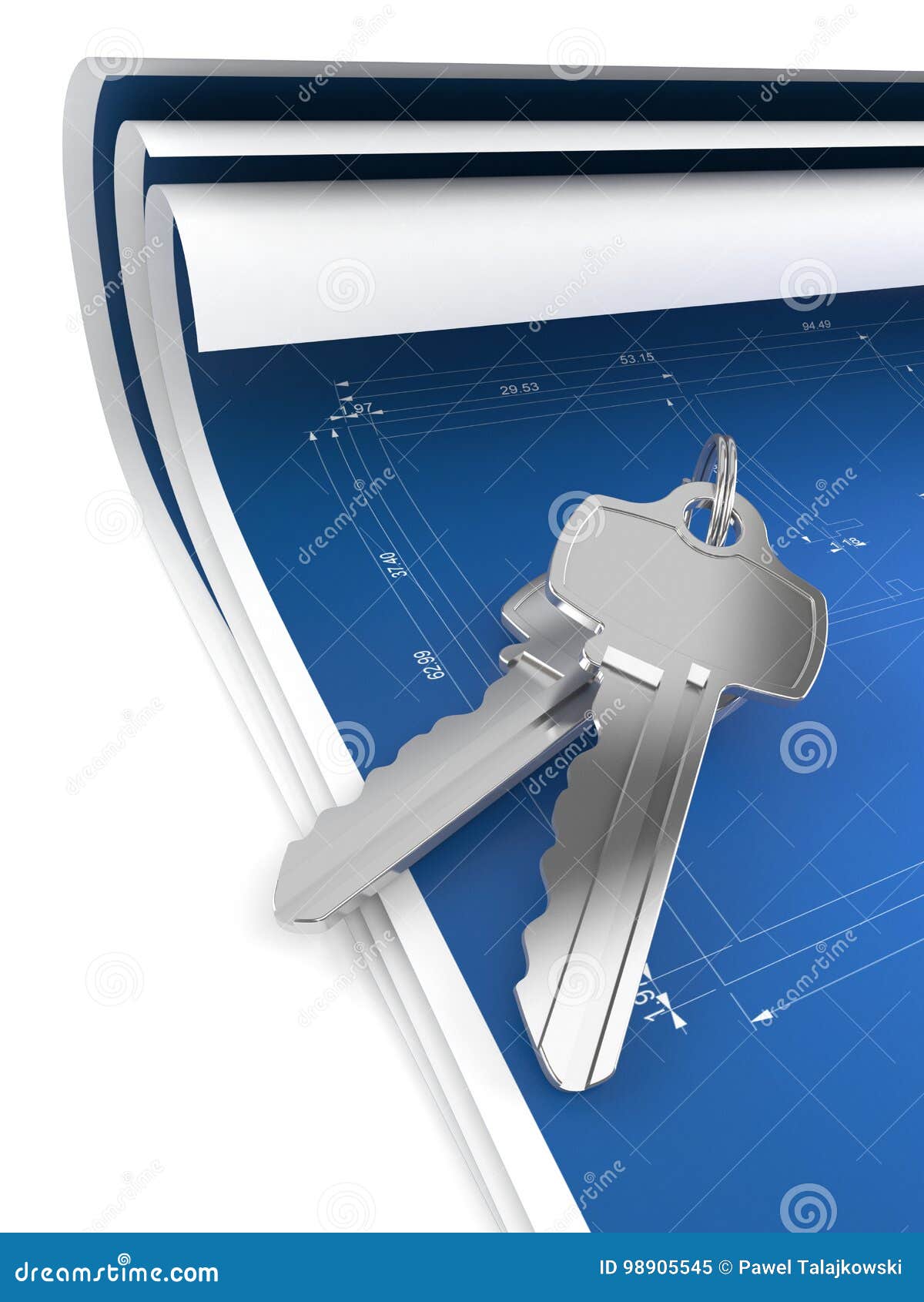 Blueprints with door keys stock illustration. Illustration of plan ...