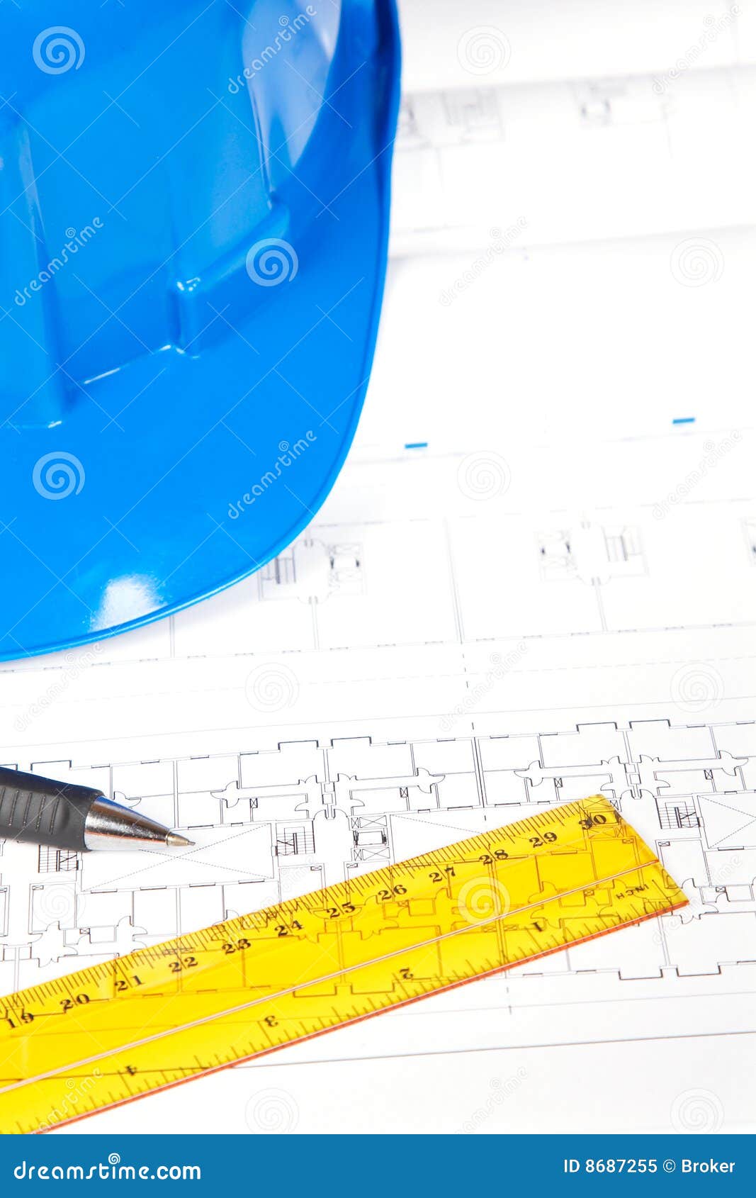 Blueprints and Drawing Tools Stock Image - Image of draw, paper: 8687255