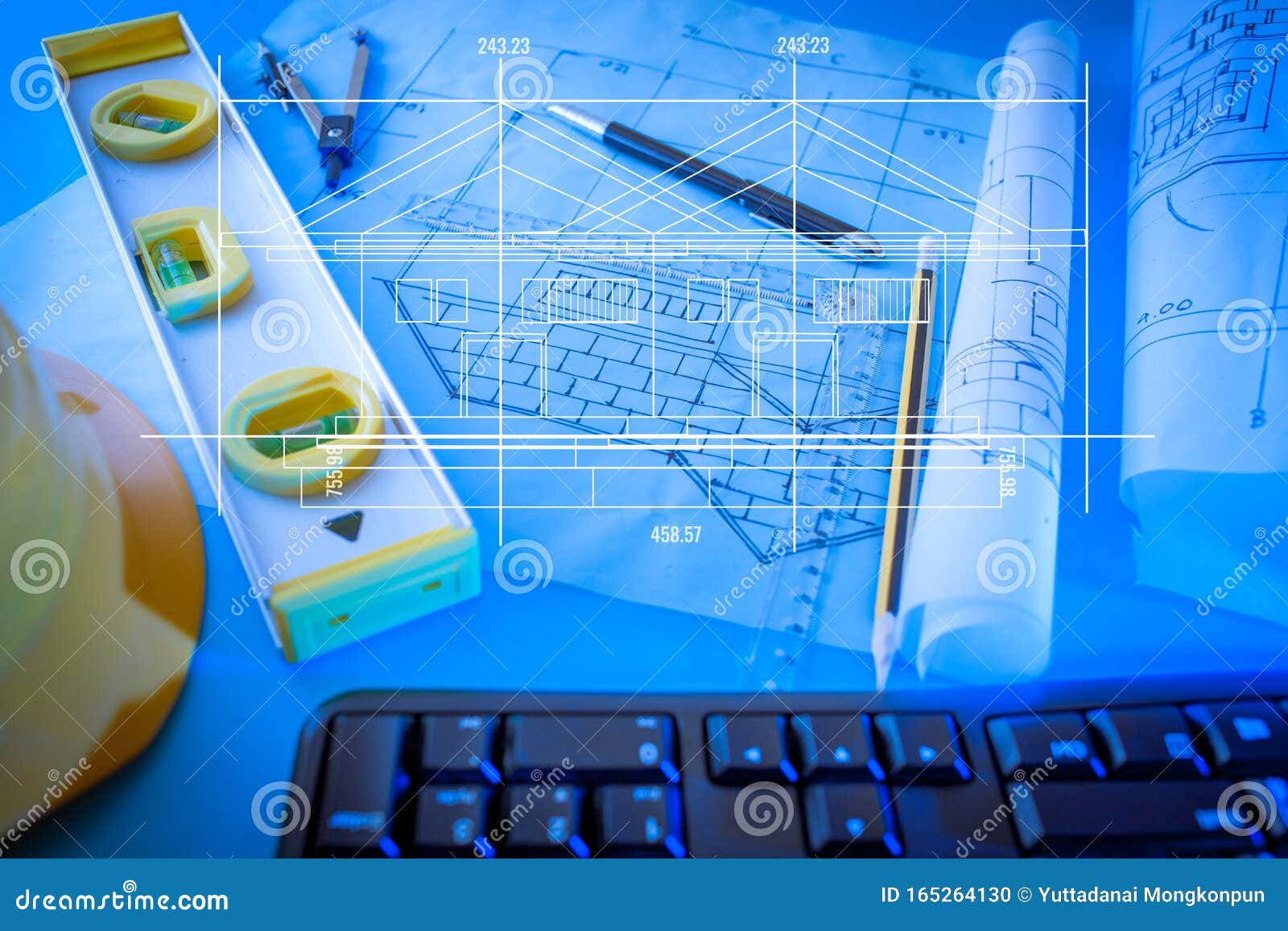 Blueprints Drawings Architectural Design Stock Photo - Image of ...