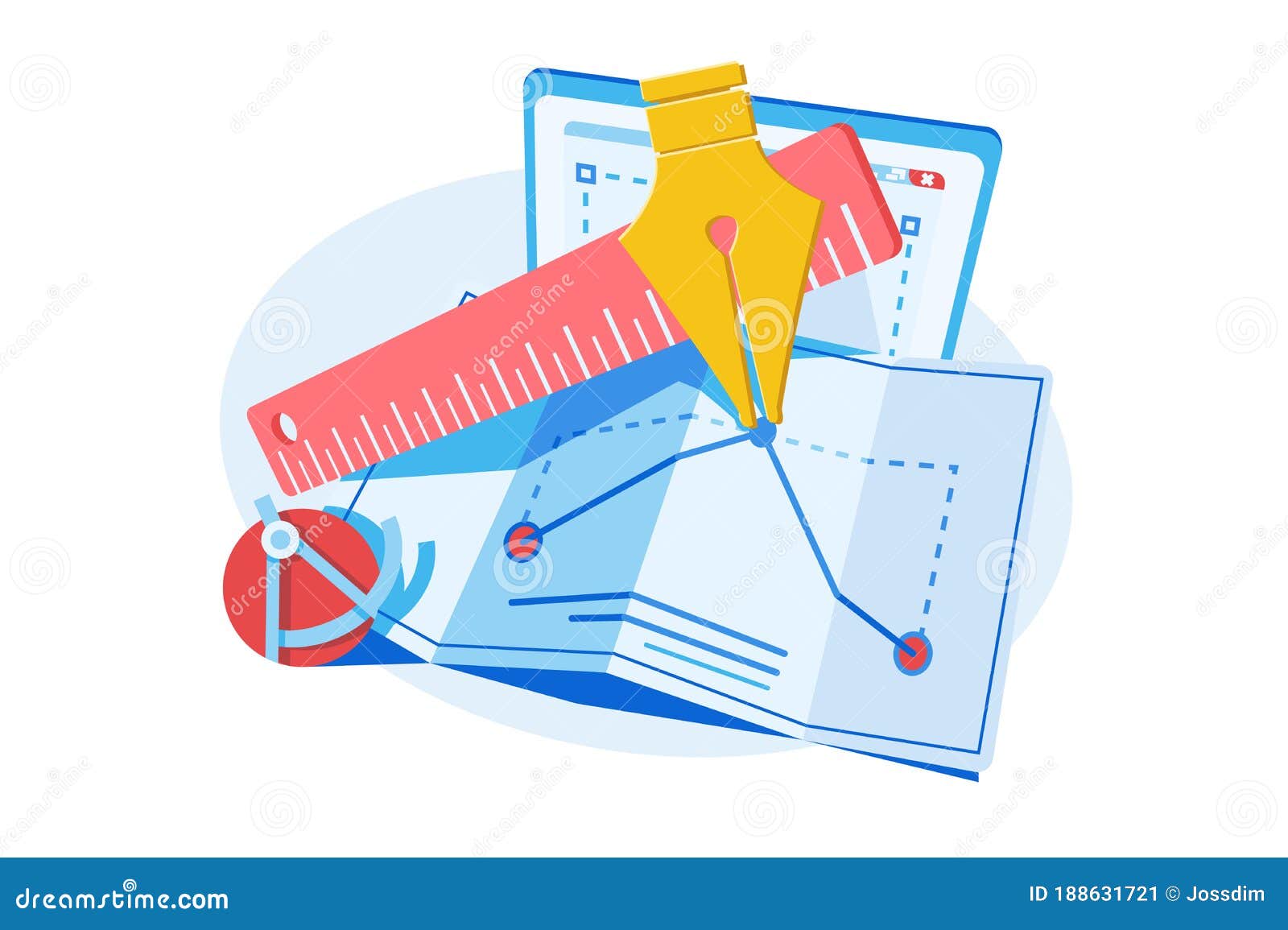 Blueprints Drawings on Paper Stock Vector - Illustration of element ...