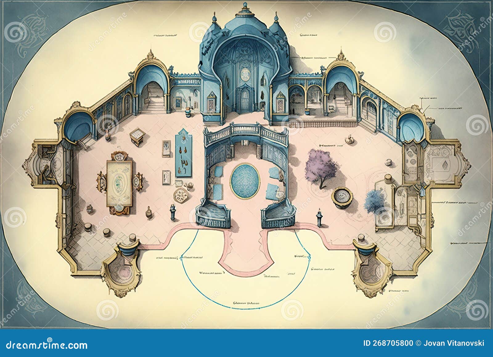 Blueprints Floorplan of Palace Created by Generative AI Stock ...