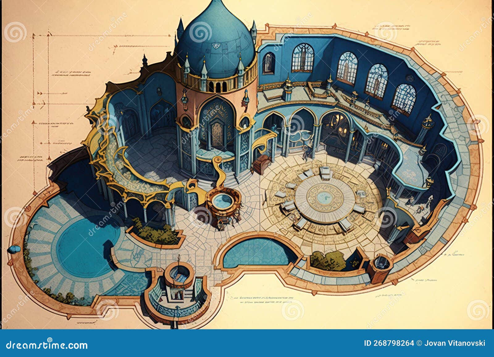 Blueprints Floorplan of a Fantasy Palace Created by Generative AI Stock ...