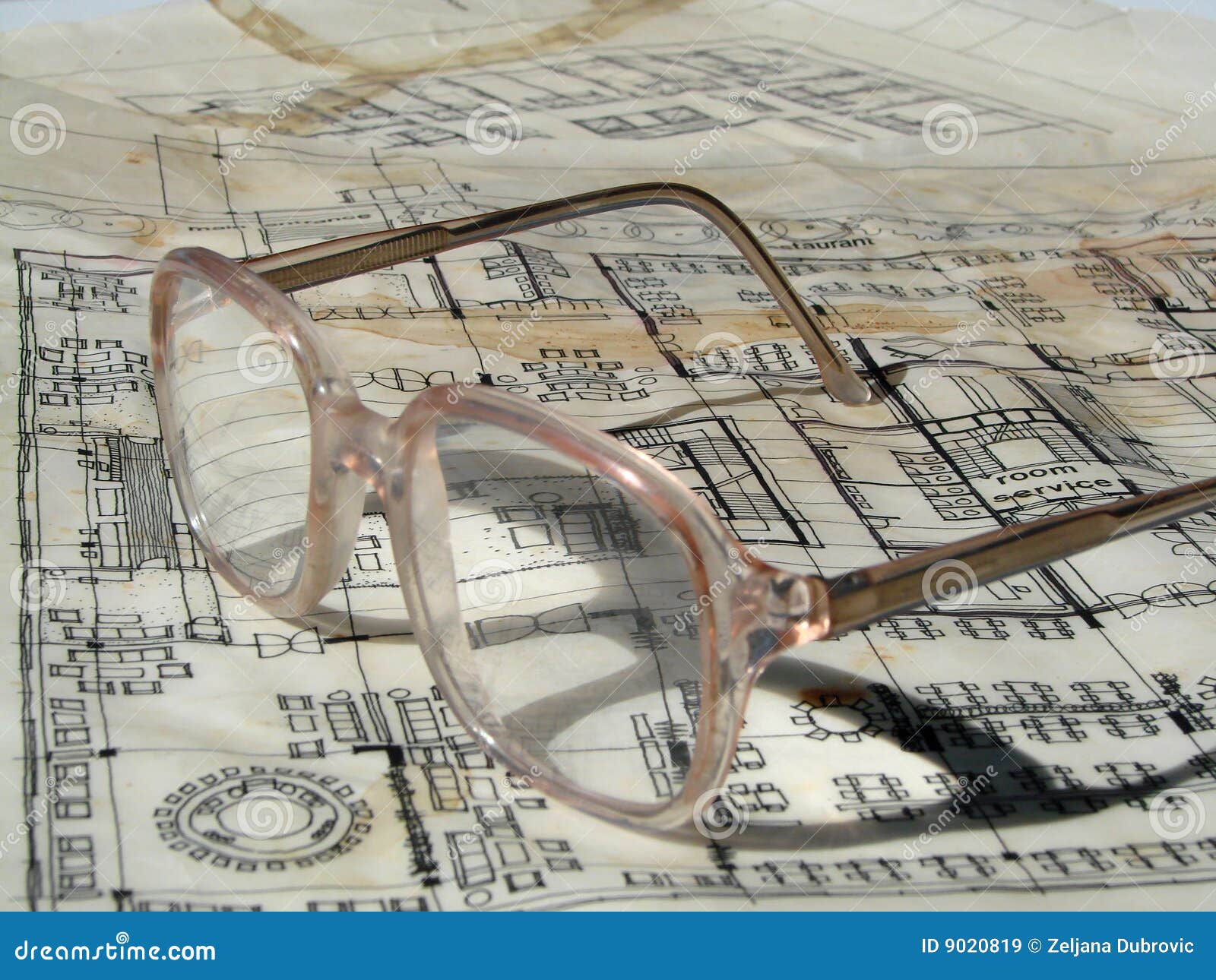 Blueprints And Glasses Picture. Image: 9020819