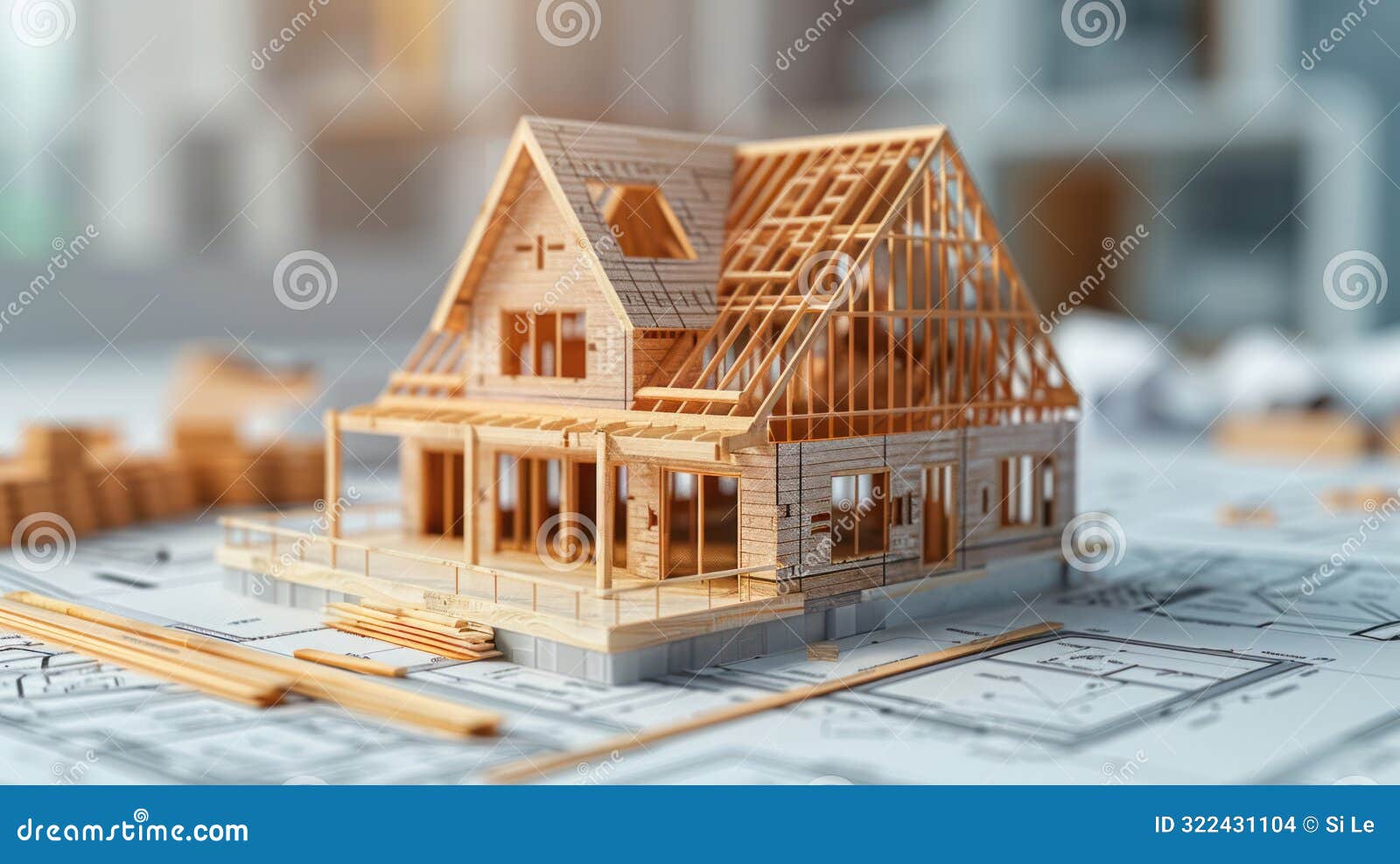 Blueprints for a House Under Construction: Building Project Progress ...