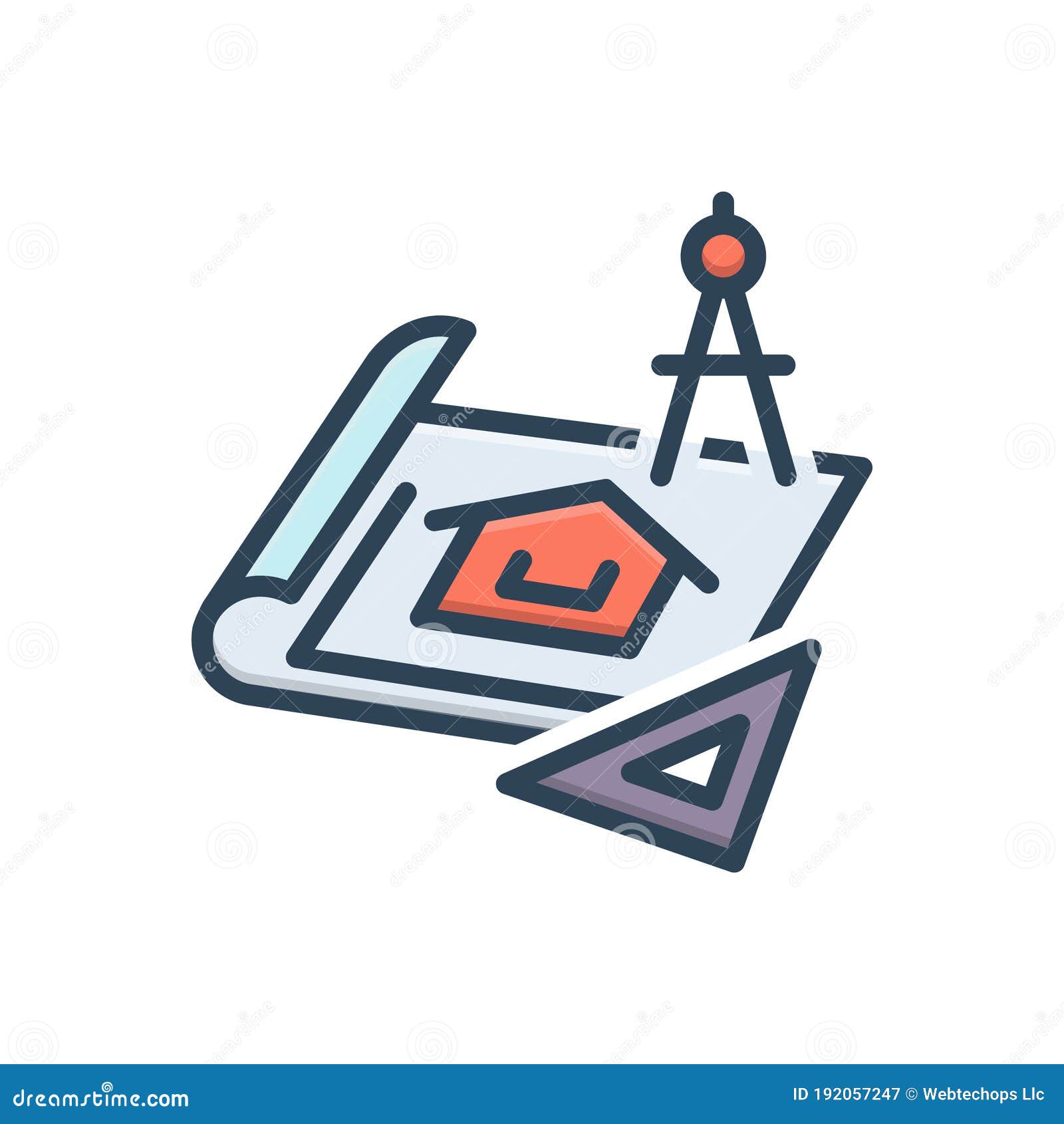 Color Illustration Icon for Blueprints, Architect and Renovation Stock ...