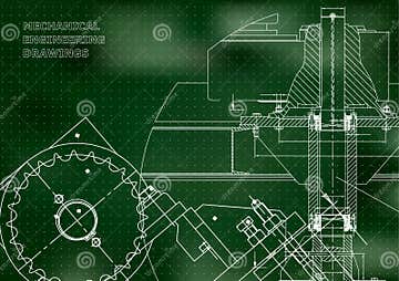 Blueprints. Mechanical Drawings Stock Vector - Illustration of engine ...