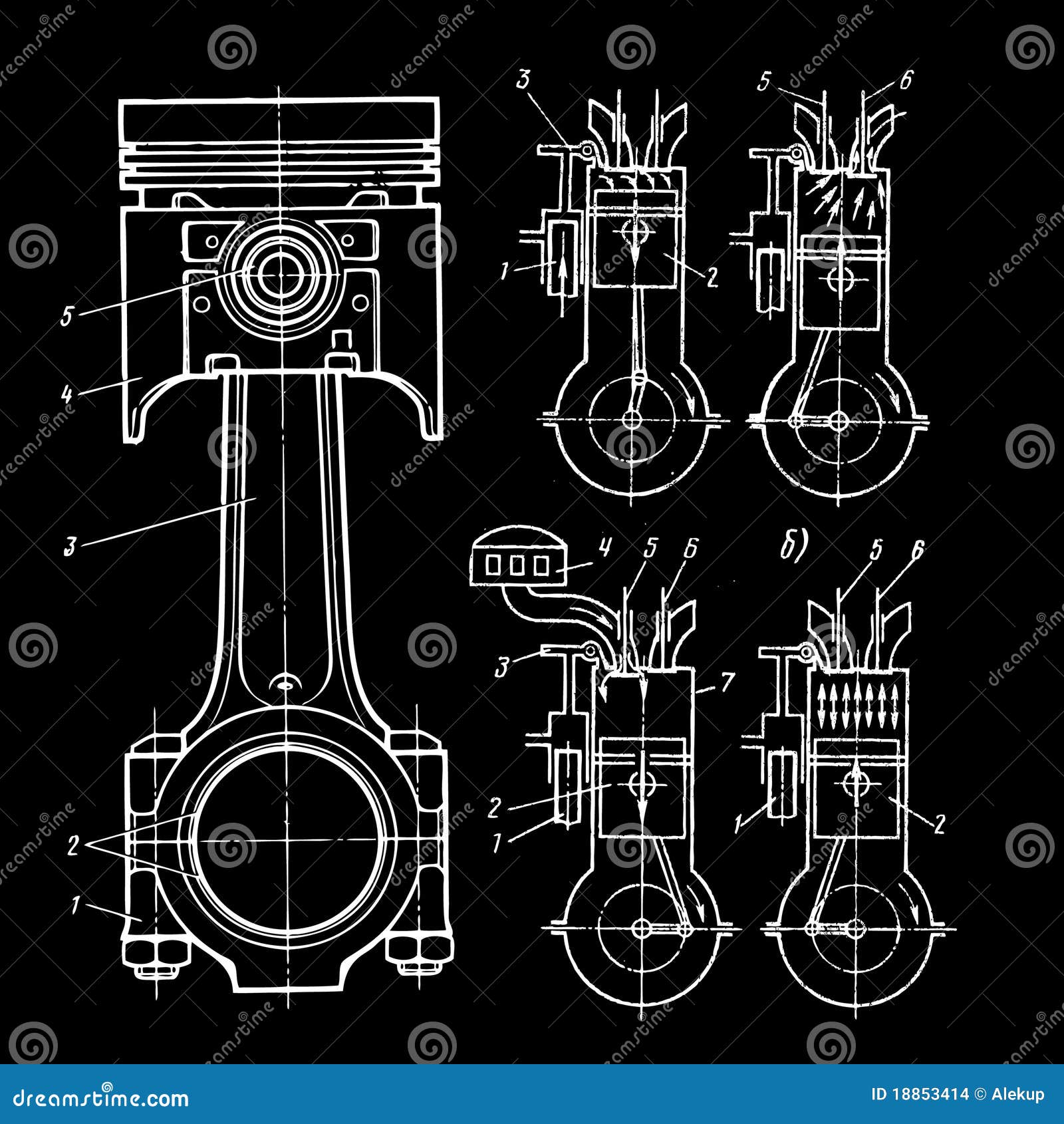 Blueprints of pistons stock vector. Illustration of engine - 18853414