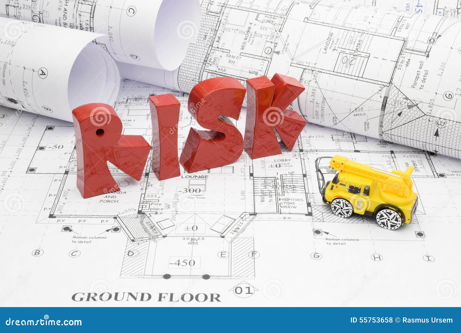 Blueprints and Risk in the Construction Project Stock Photo - Image of ...