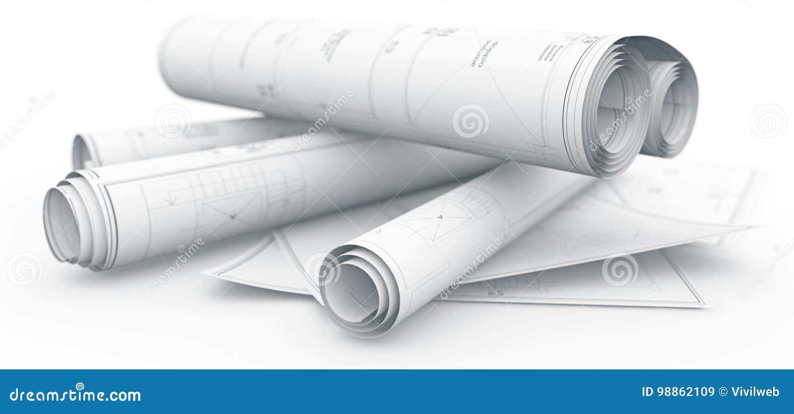 Blueprints on White Background Stock Illustration - Illustration of ...