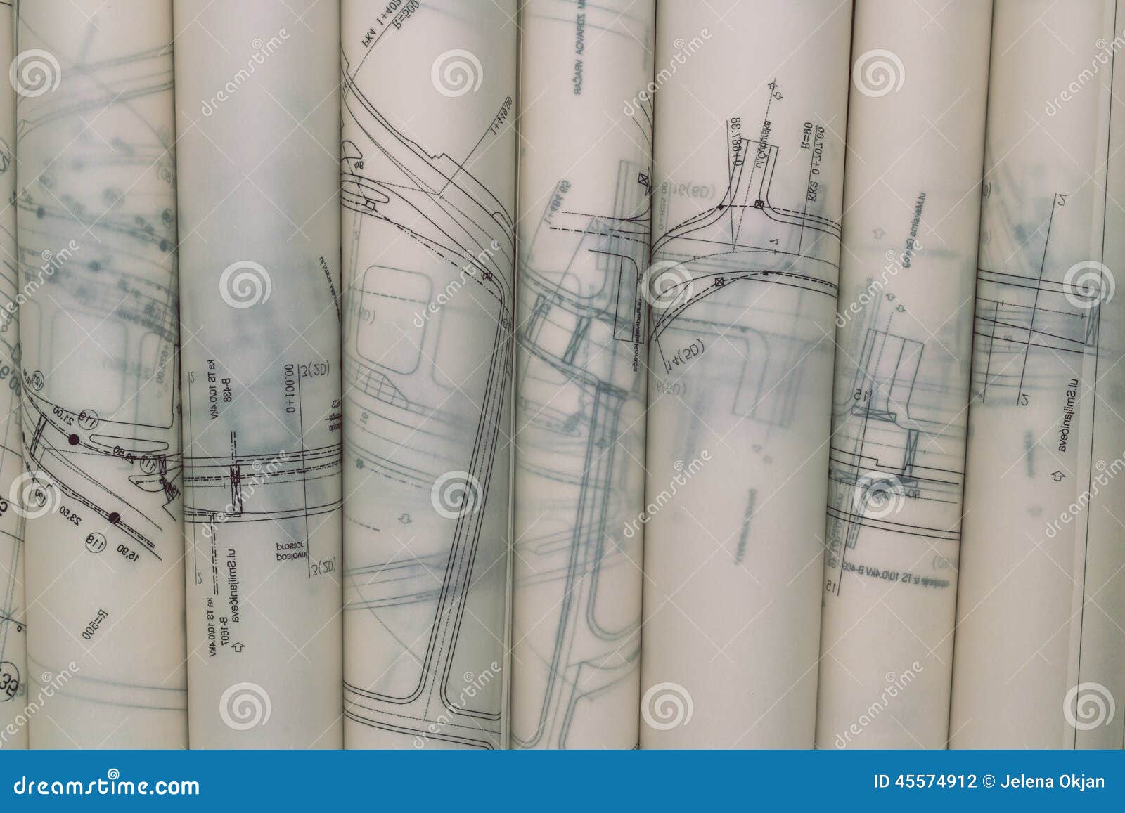 Blueprints Rolls stock photo. Image of draft, measurements - 45574912