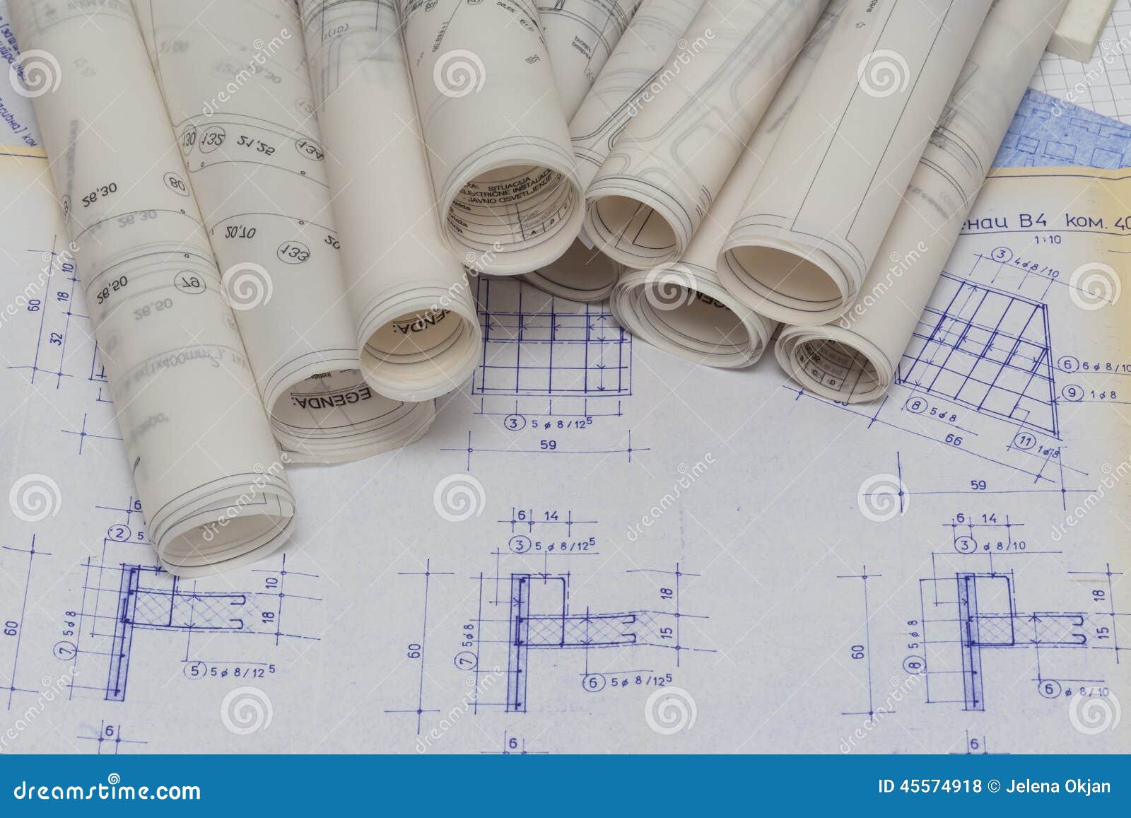 Blueprints Rolls stock photo. Image of flat, drawing - 45574918