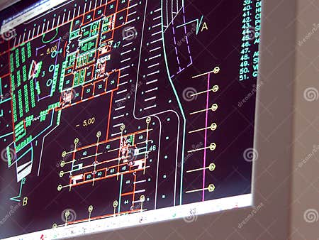 Blueprints on screen stock photo. Image of plan, background - 624