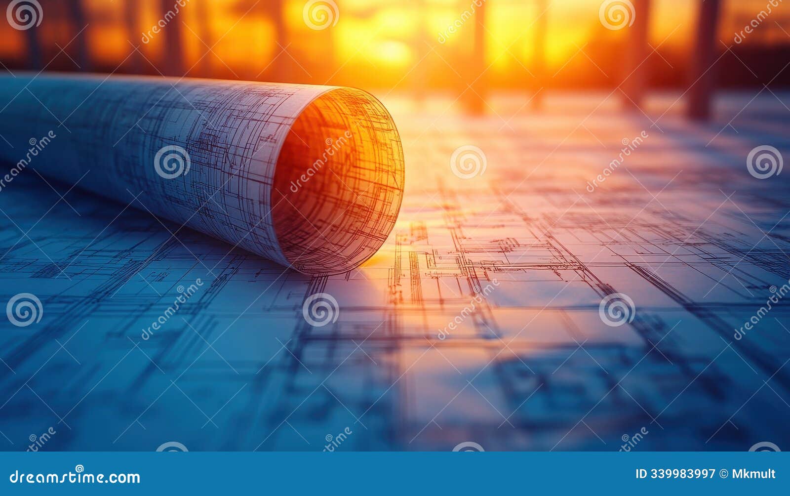 Blueprints Spread on-site at Sunset, Showcasing Creative Structural ...