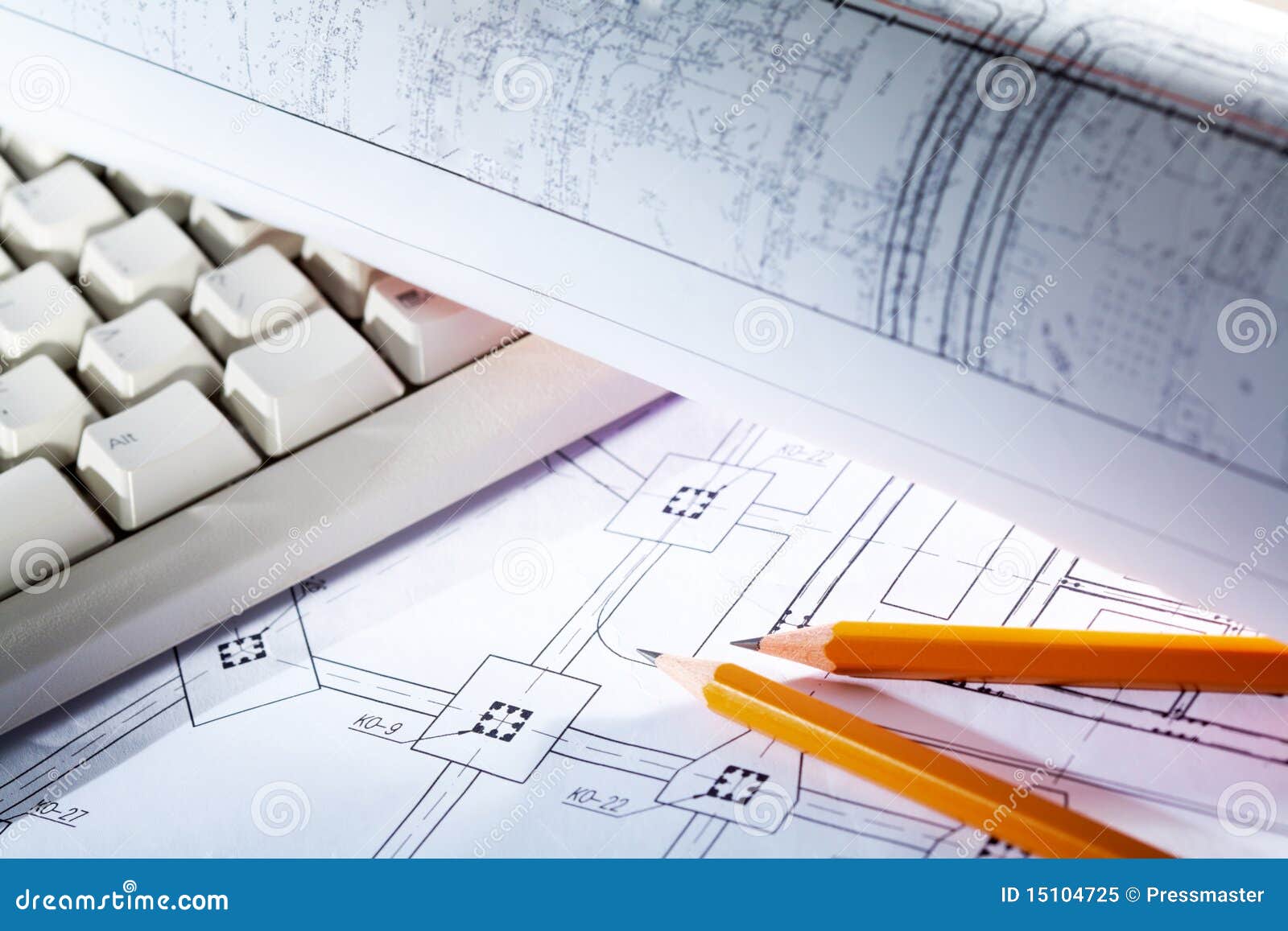 Blueprints and tools stock image. Image of conceptual - 15104725