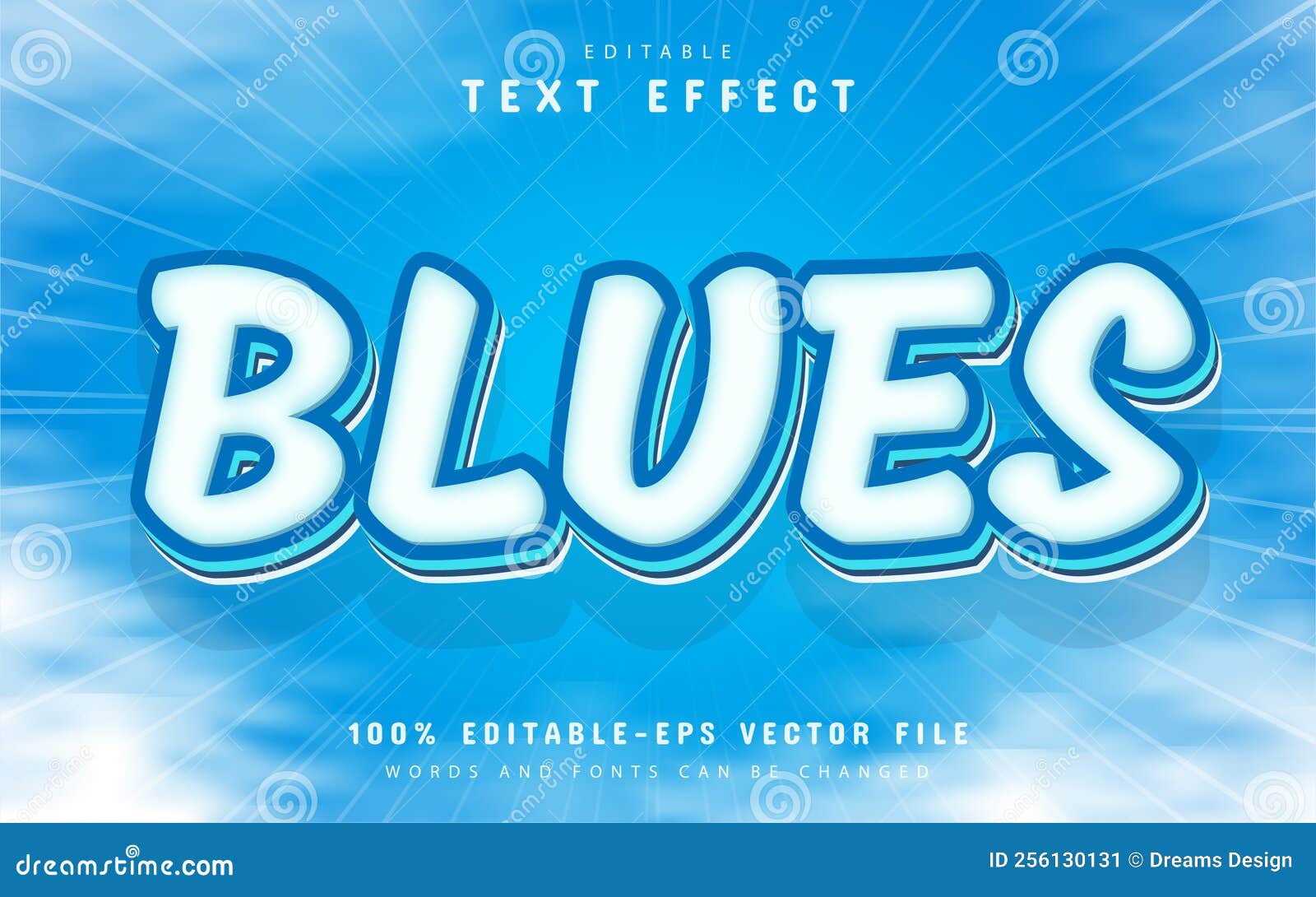 Blues Text, Editable Text Effect Stock Vector - Illustration of word ...