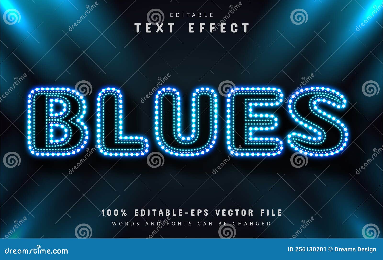 Blues Text Effect Neon Style Stock Vector - Illustration of text ...