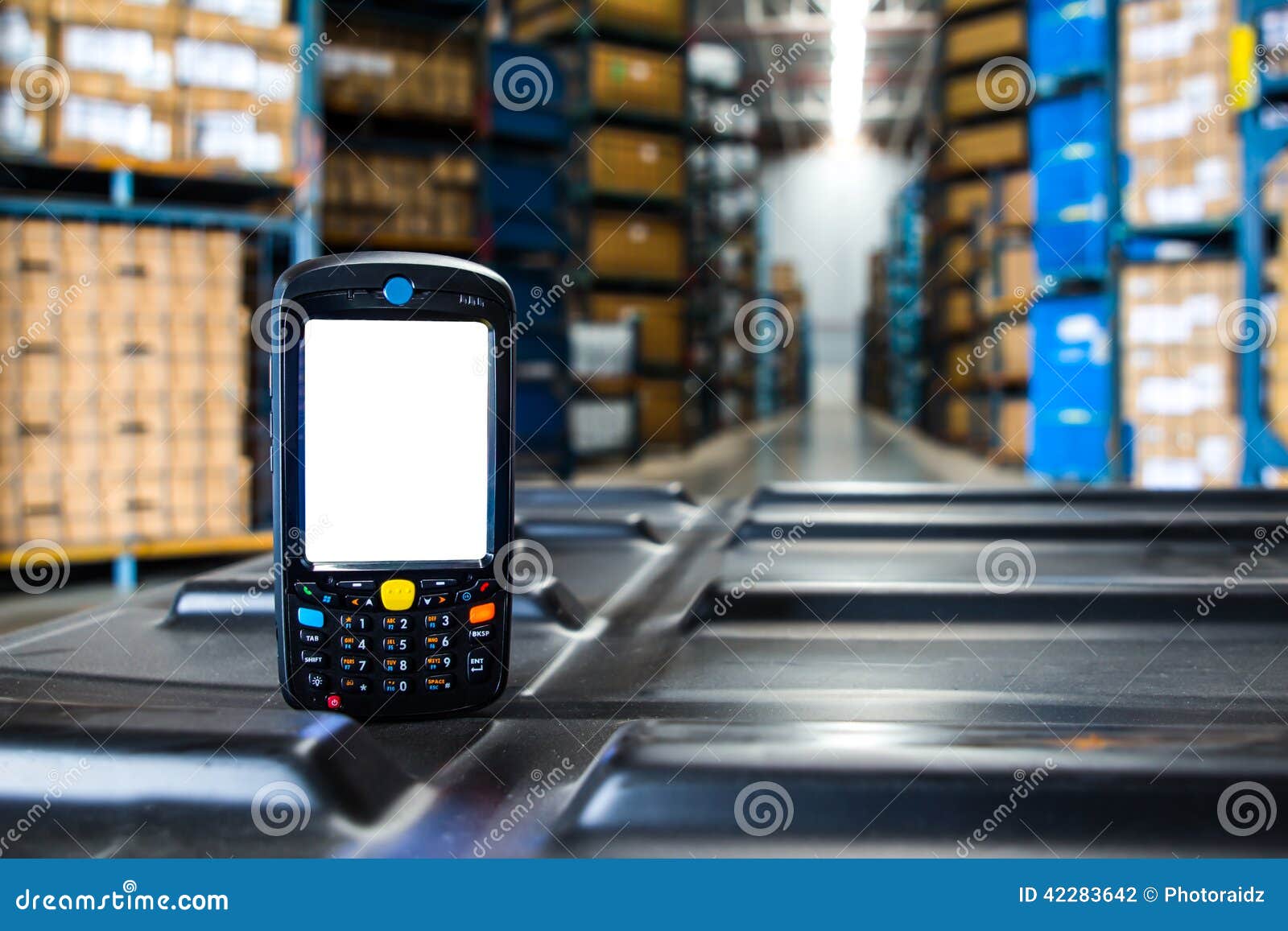 Bluetooth Barcode Scanner On Packaging Boxes. Shipping Package ...