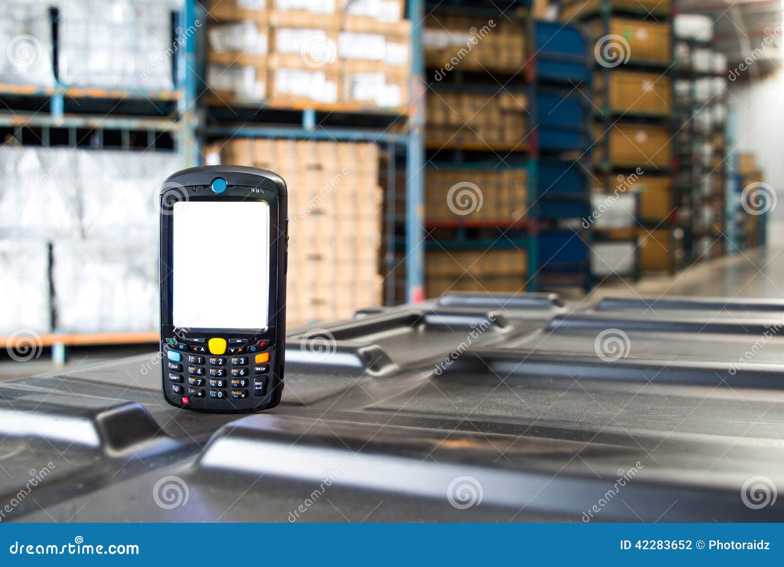 Bluetooth Barcode Scanner On Packaging Boxes. Shipping Package ...