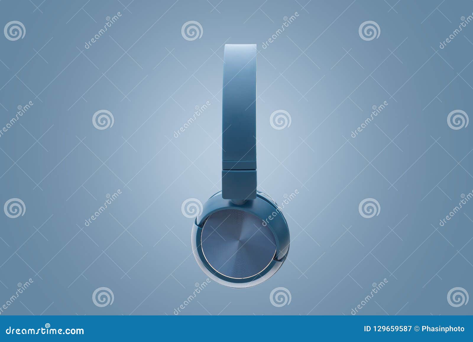 Bluetooth Blue Headphone on Blue Background Stock Image - Image of ...