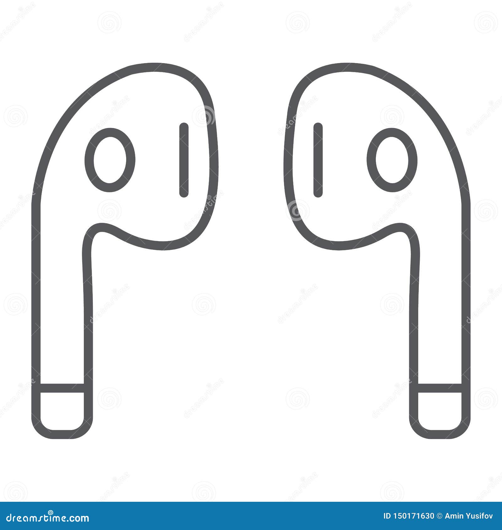 Bluetooth Headphones Thin Line Icon, Music and Sound, Wireless ...