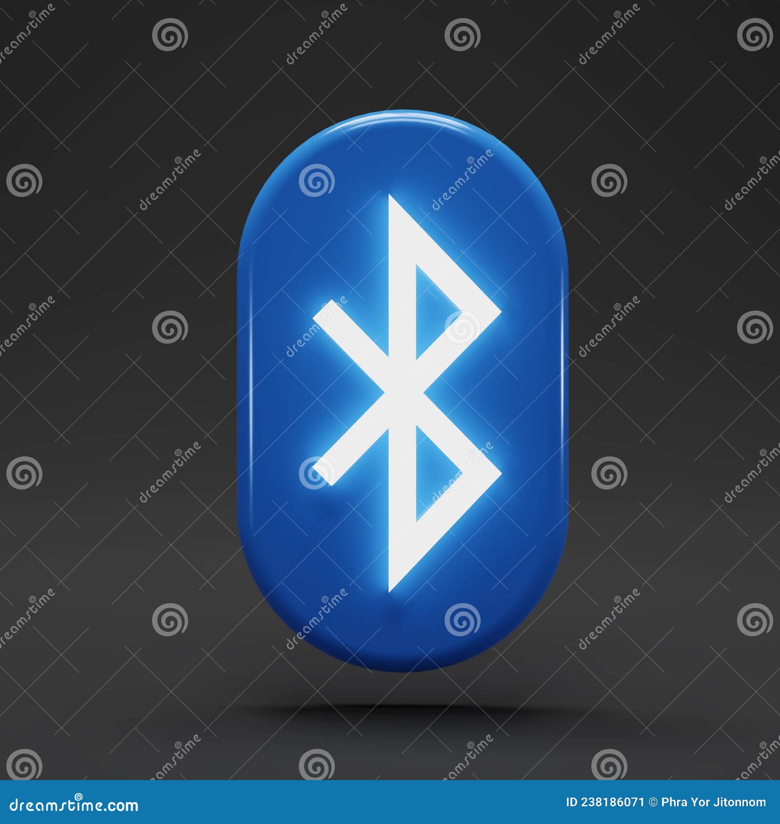 Bluetooth with Shining Light Icon, White on Blue Bluetooth Sign on Dark ...