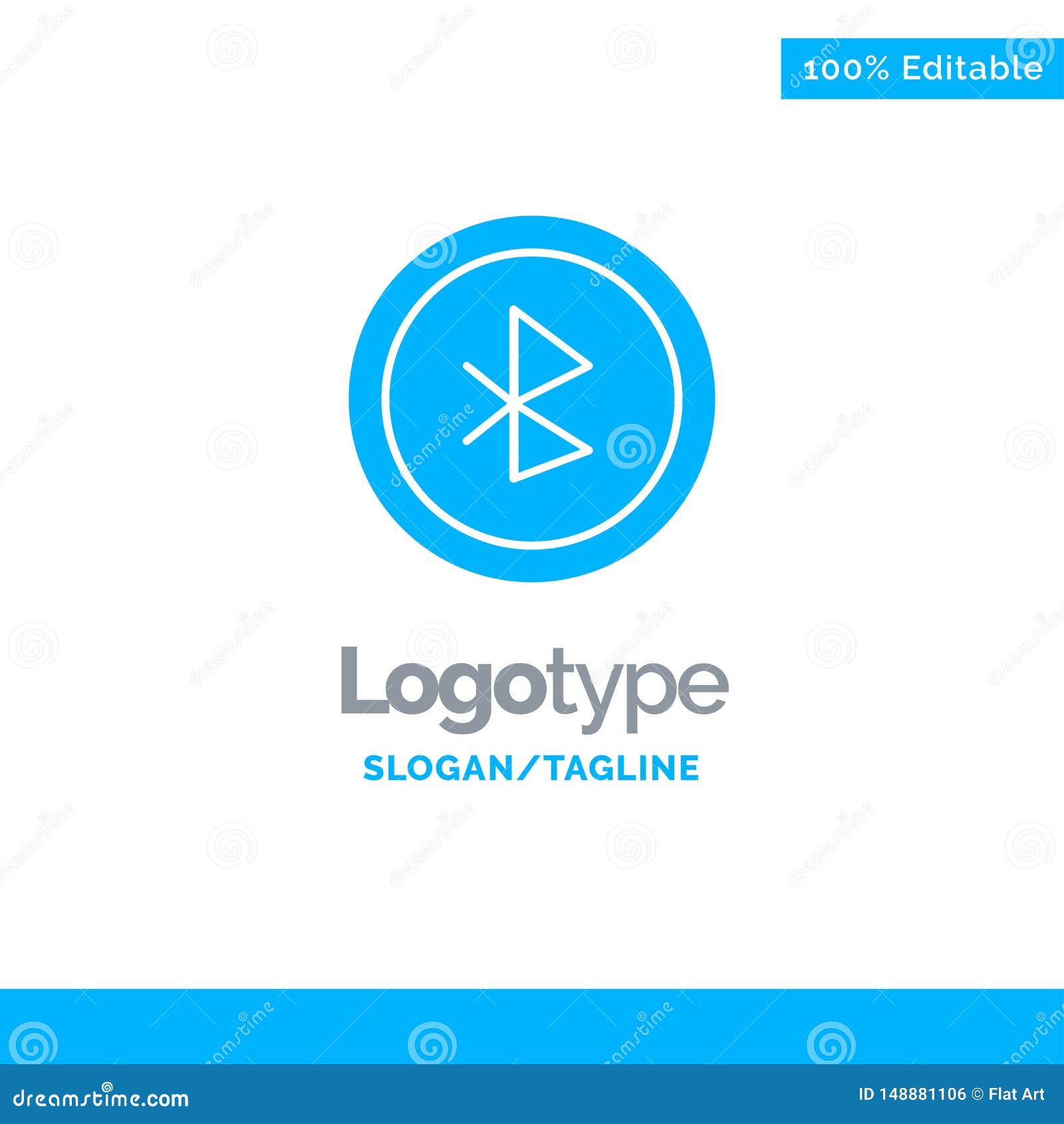 Bluetooth, Ui, User Interface Blue Solid Logo Template. Place for ...