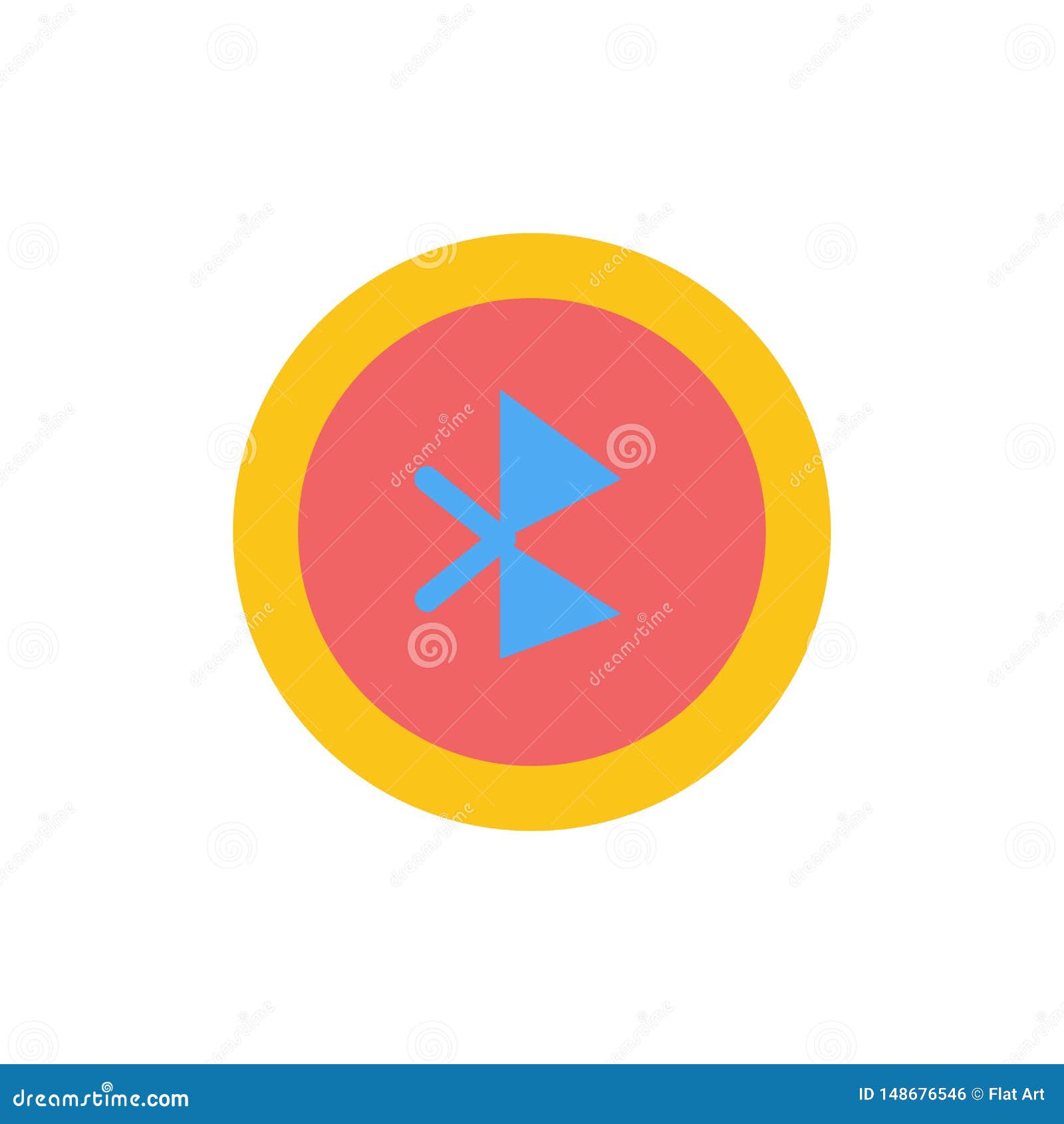 Bluetooth, Ui, User Interface Flat Color Icon. Vector Icon Banner ...