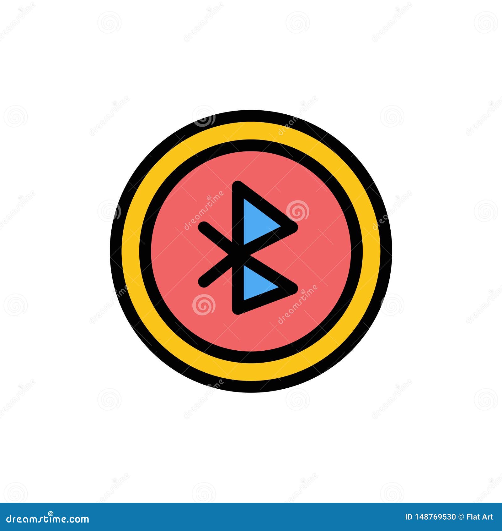 Bluetooth, Ui, User Interface Flat Color Icon. Vector Icon Banner ...