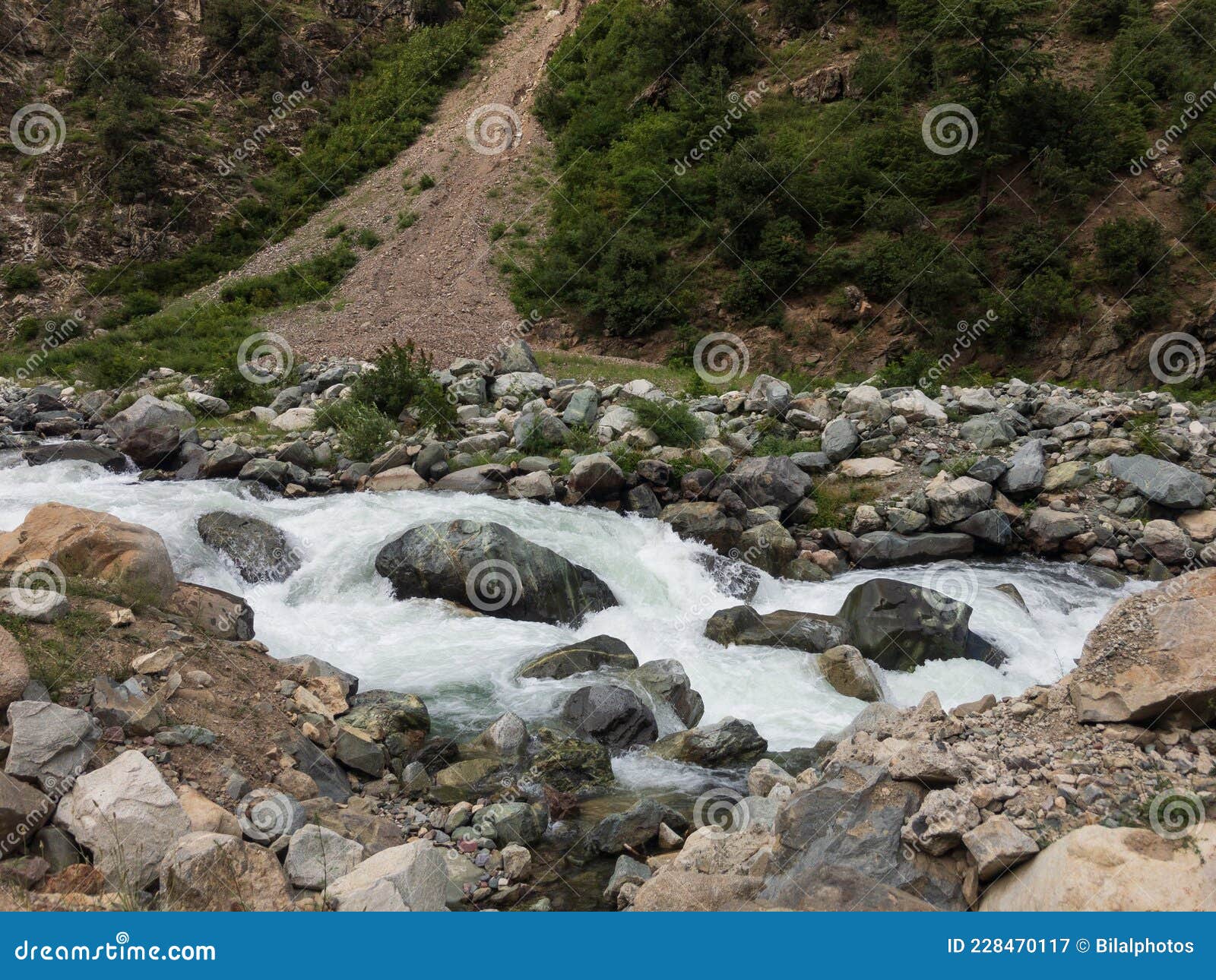 Bluewater Kalam Swat Valley Water Stream Stock Image - Image of foliage ...
