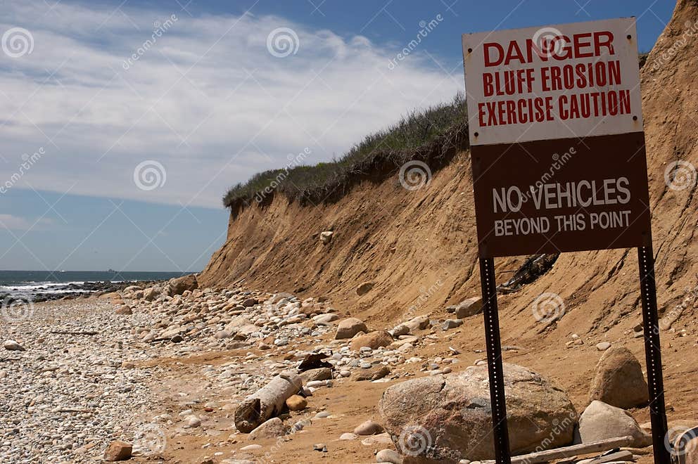 Bluff Erosion Warning stock image. Image of caution, ocean - 807125