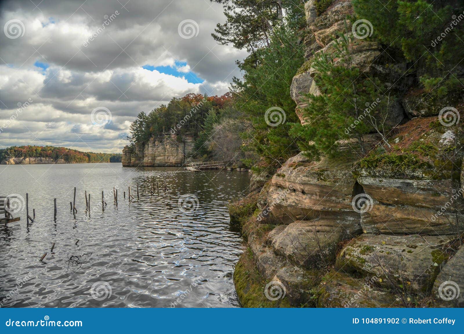 Bluffs on the Wisconsin River Stock Photo - Image of trees, wilderness ...