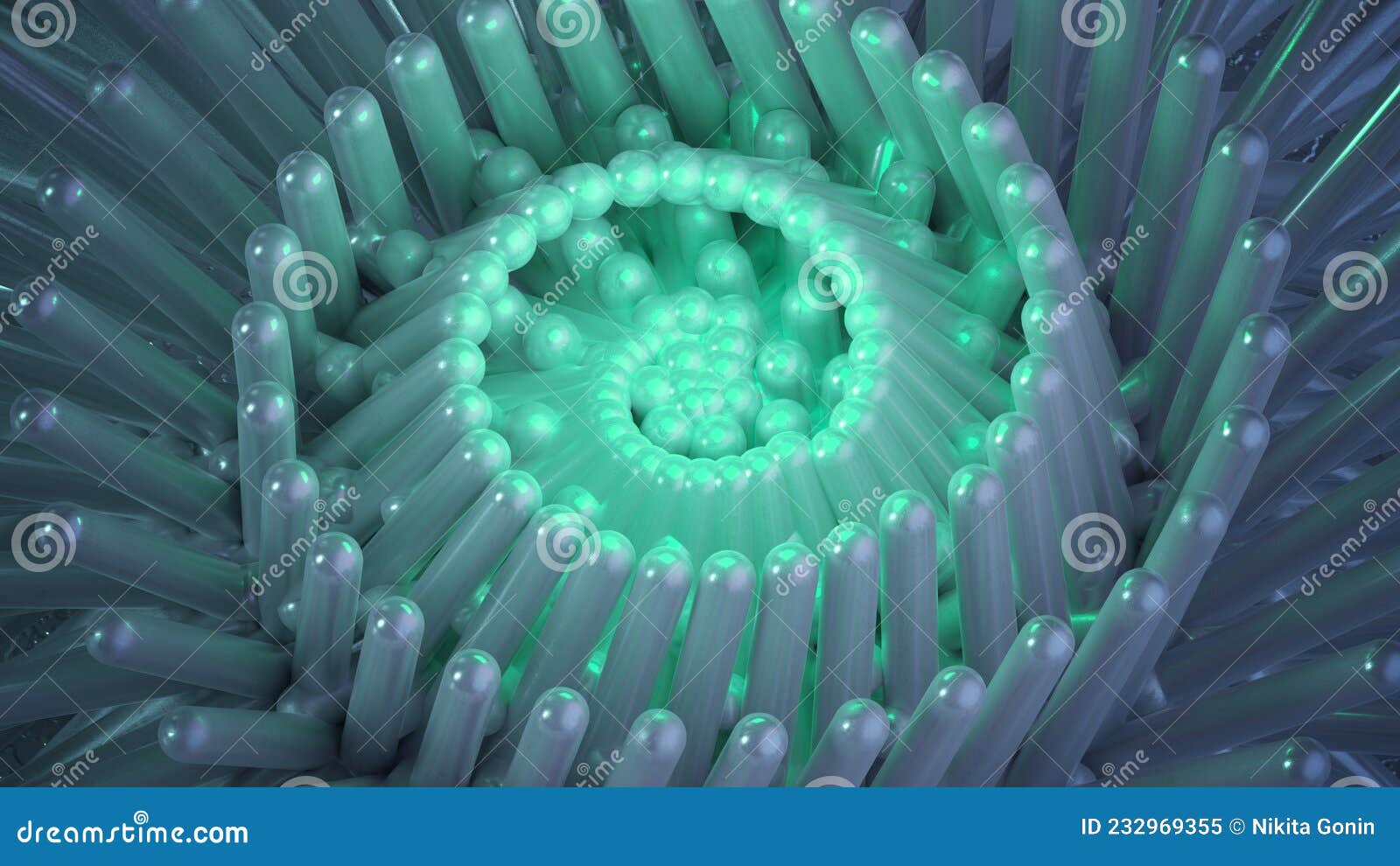 Bluish-green Helix Form 3D Render Stock Illustration - Illustration of ...