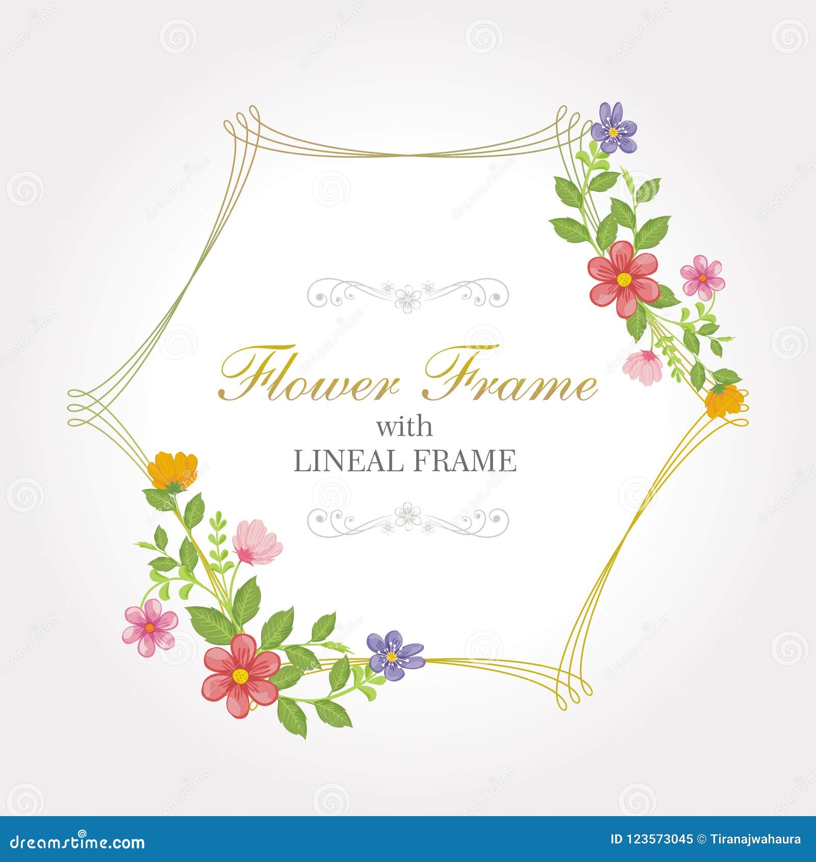 Blumenrahmen Mit Goldenem Direktem Vektordesign Vektor Abbildung ...