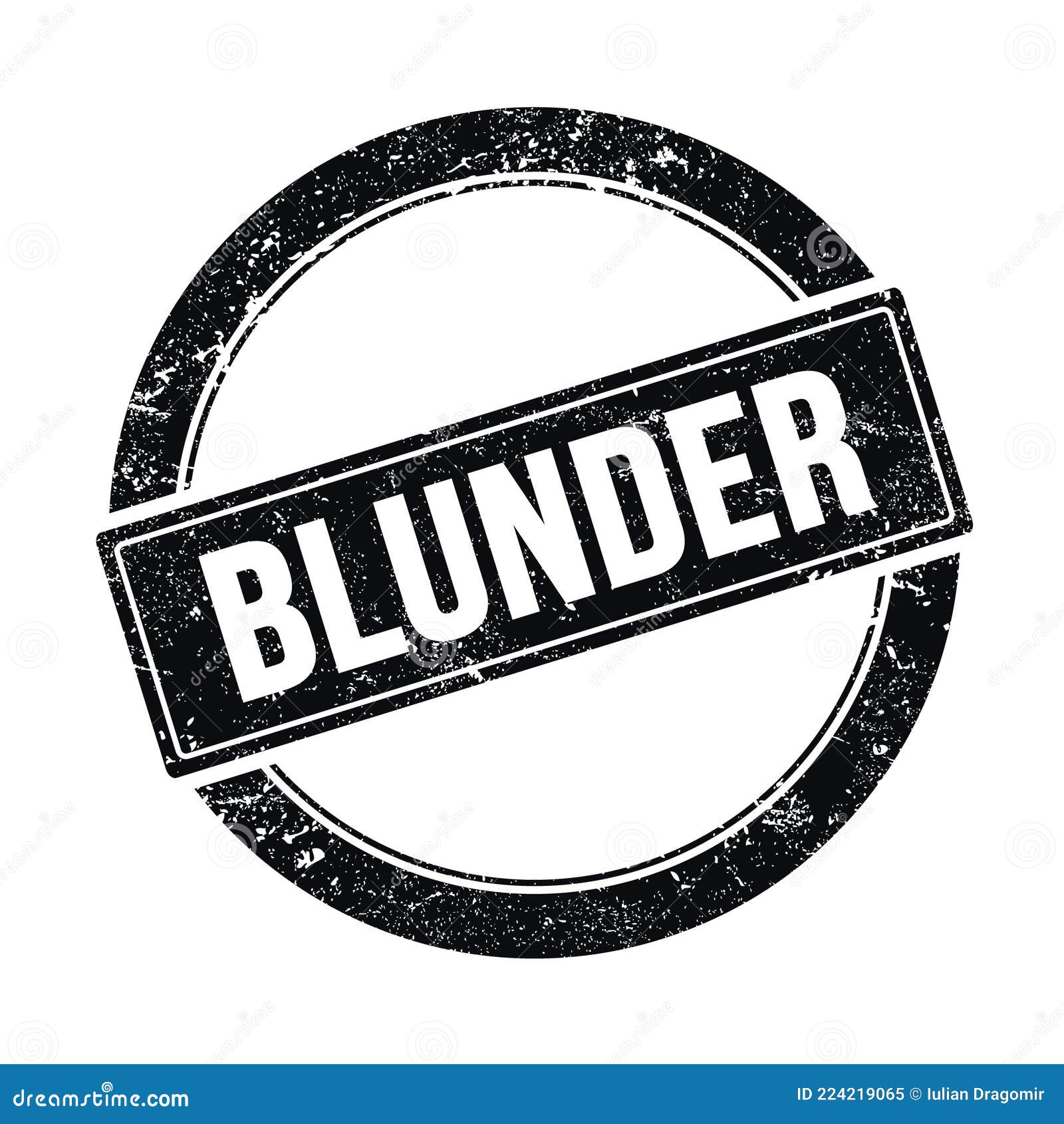 BLUNDER Text on Black Grungy Round Stamp Stock Illustration ...