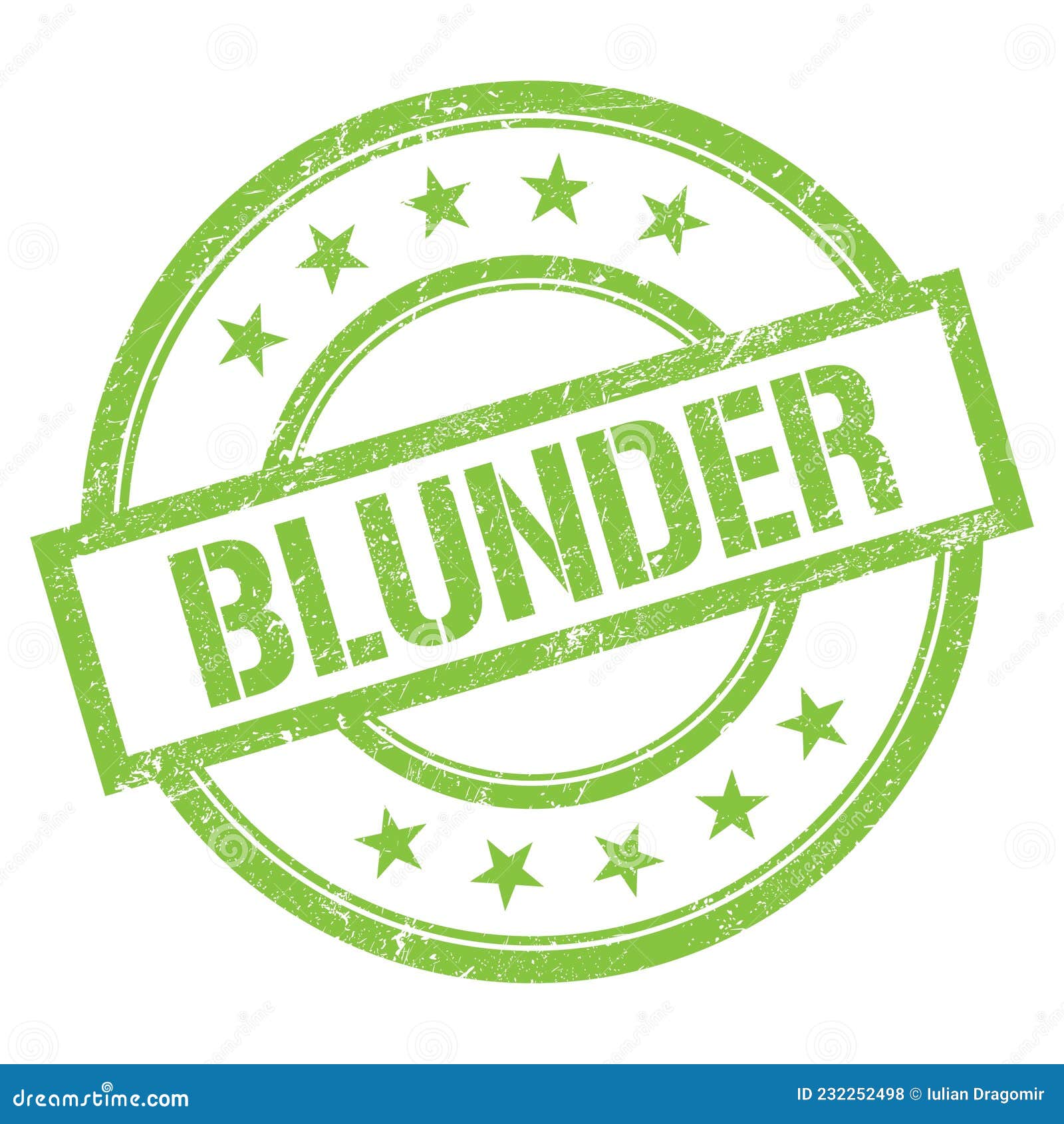 BLUNDER Text Written on Green Vintage Stamp Stock Illustration ...