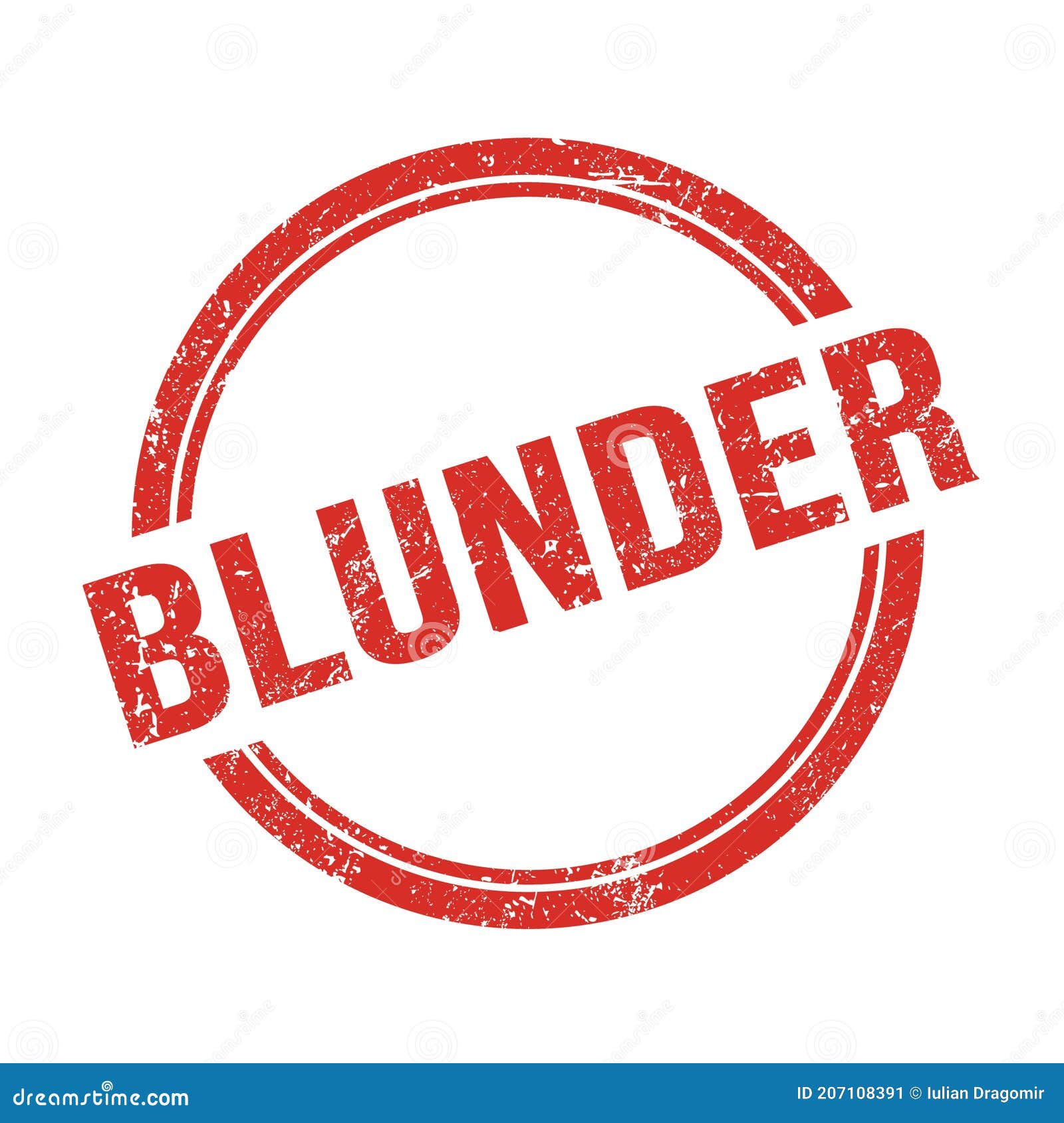 BLUNDER Text Written on Red Grungy Round Stamp Stock Illustration ...