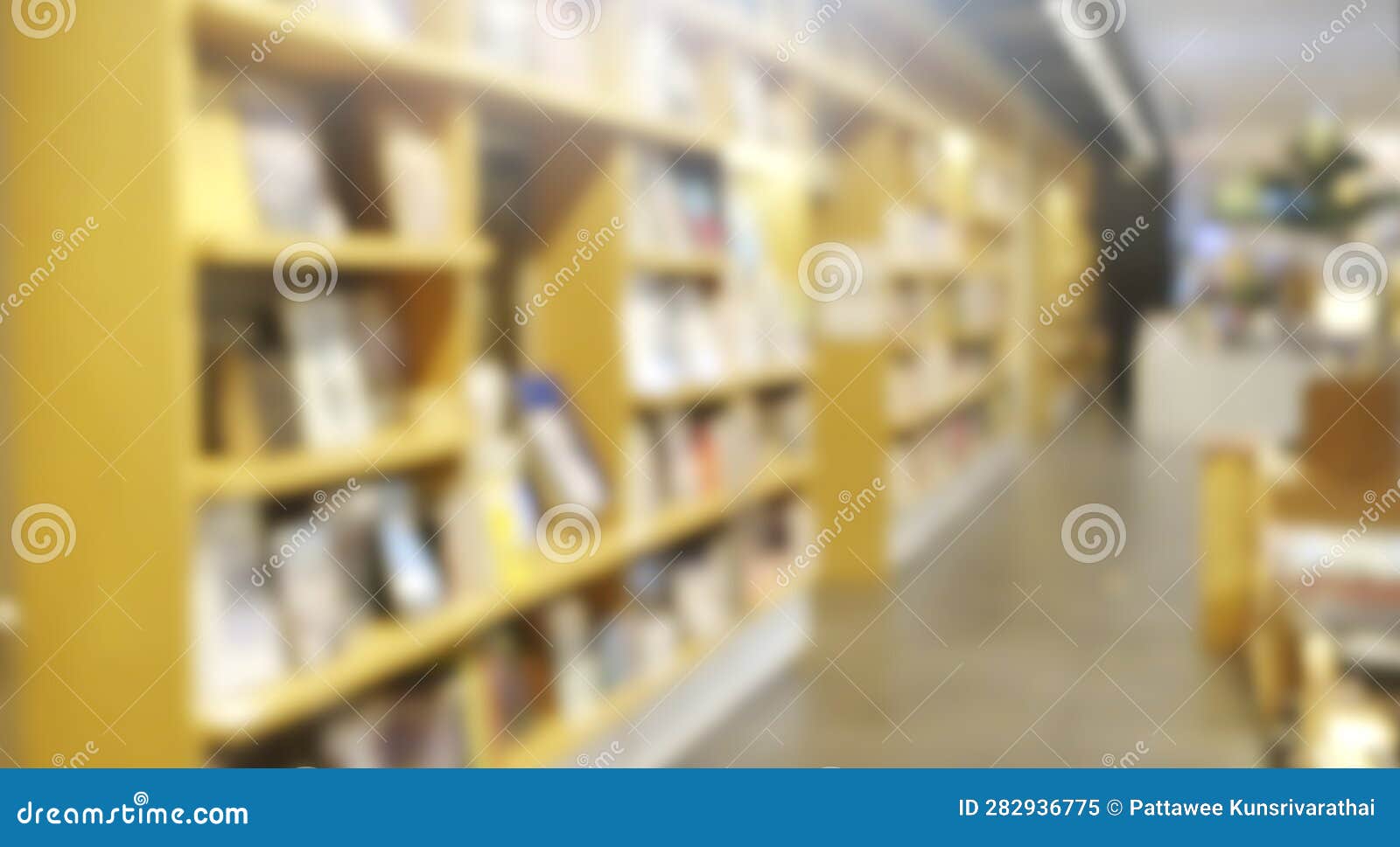 Blur Background of Book Shelf Store Decorated with Wood and Warm Light ...