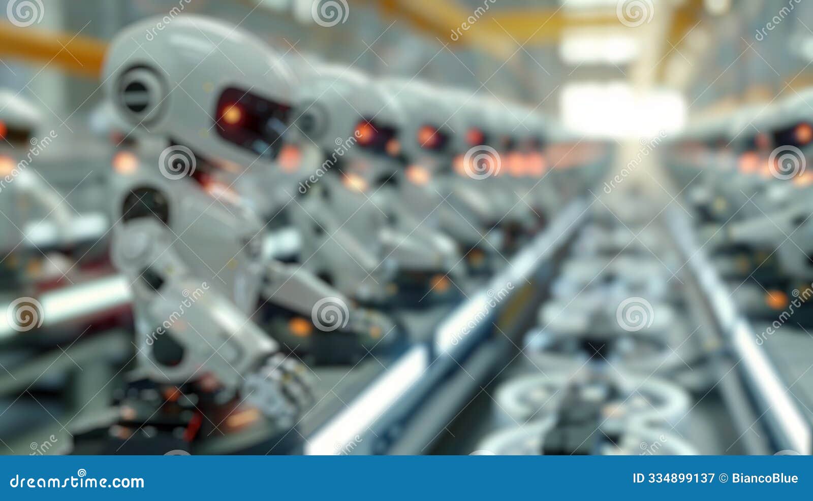 Blur Background of Robot in a Manufacturing Assembly Production Line ...