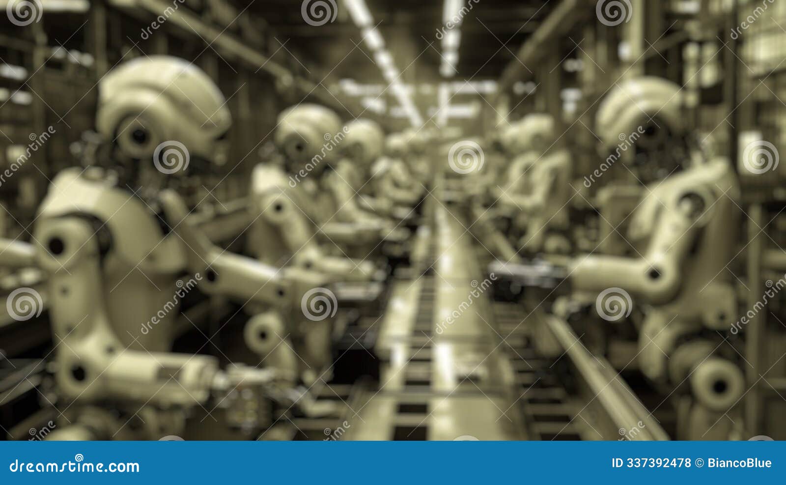Blur Background of Robot in a Manufacturing Assembly Production Line ...