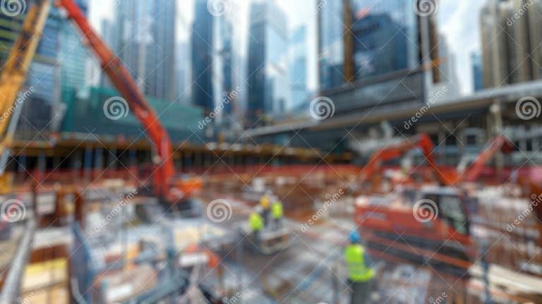 Blur Background of Skilled Civil Engineer Looking at Construction Site ...