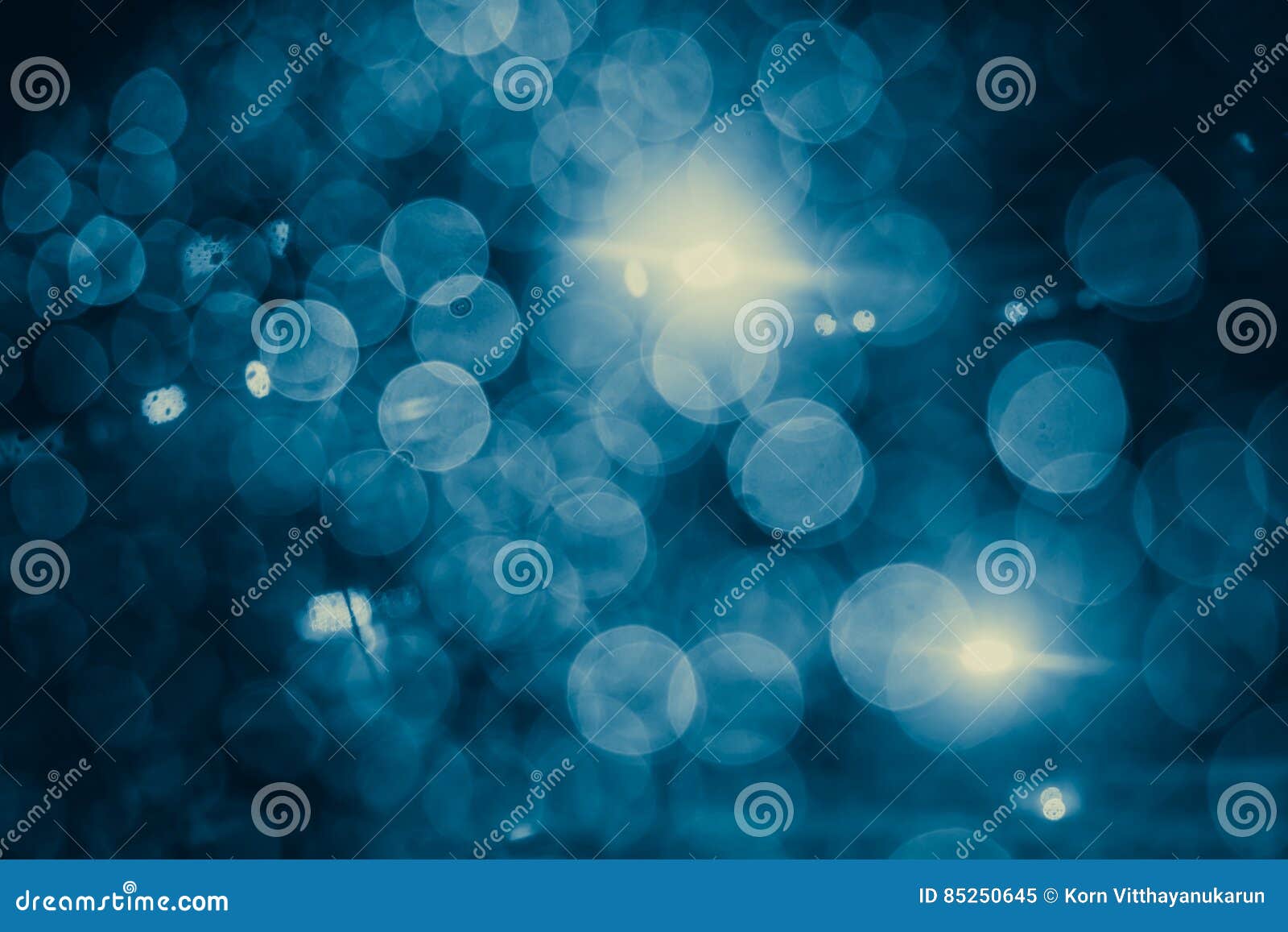 Blur Blue Bokeh Midnight Raining on the Road. Stock Image - Image of ...