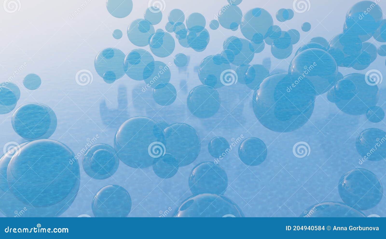 Abstract Blue Background of Blue Bubbles in Space 3d Render Stock ...
